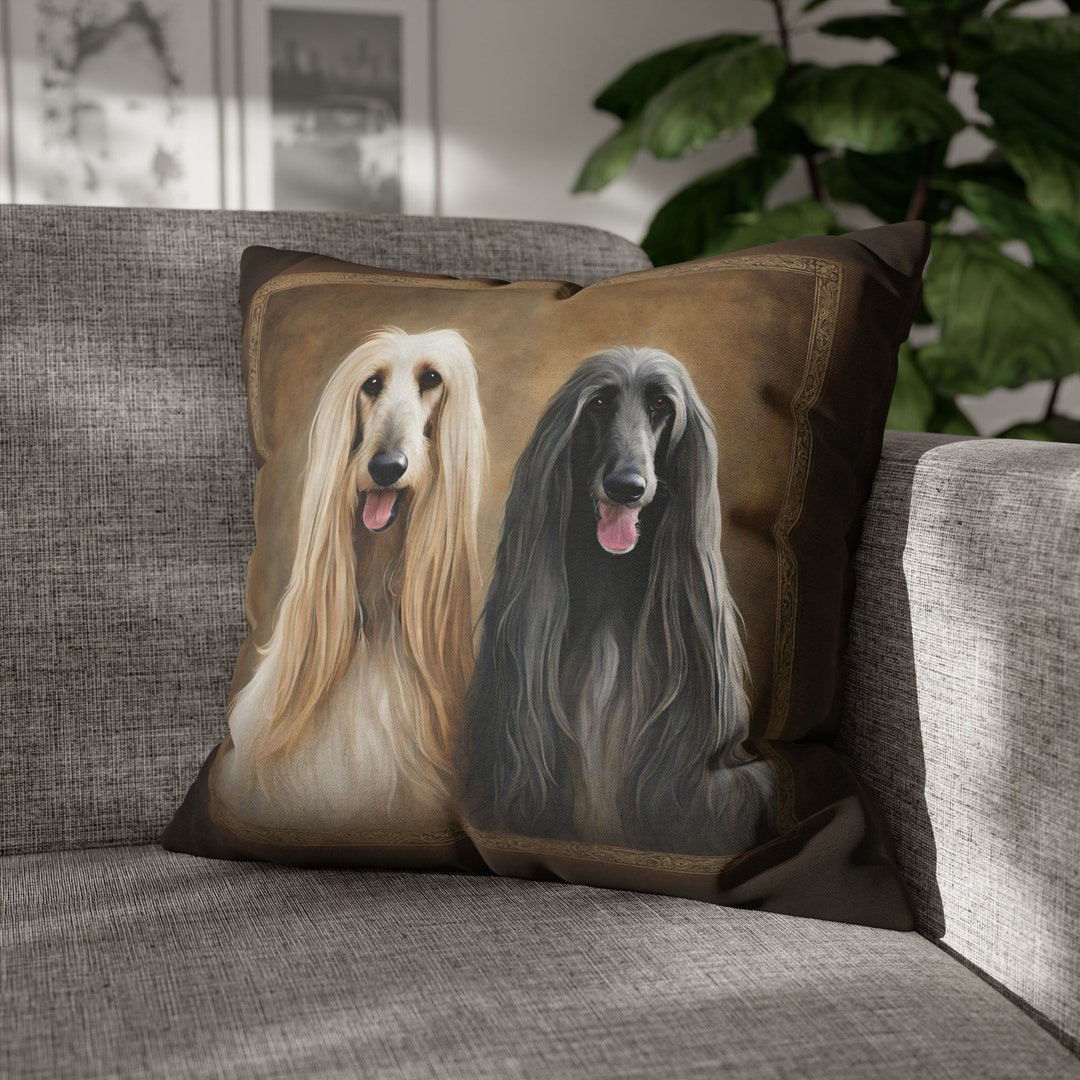 Afghan Hound Vintage Square Pillow Cover, Afghan Hound Art Decorotive ...
