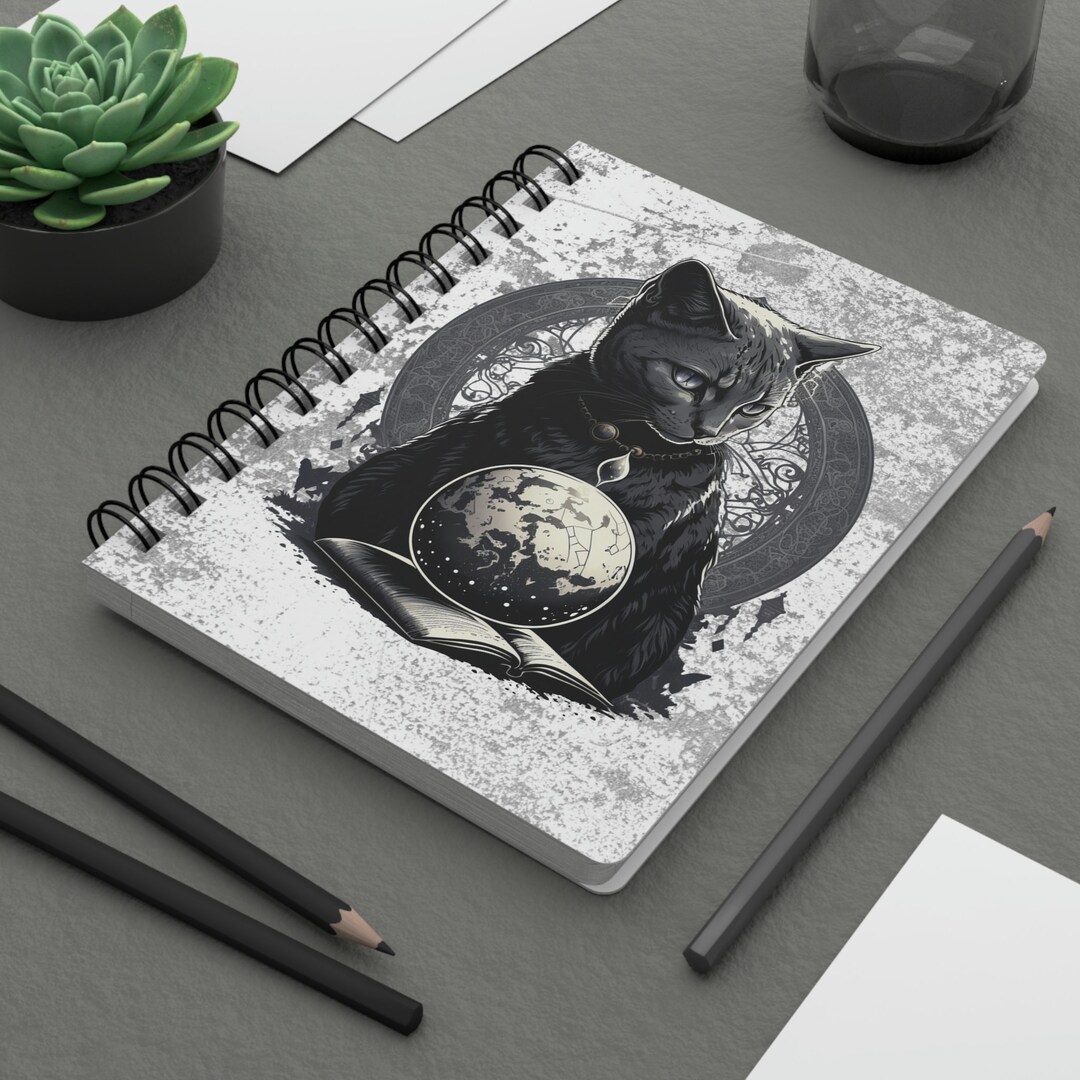 Cosmic Cat Spiral Bound Journal, Cat Magician Notebook, Magical Journal ...