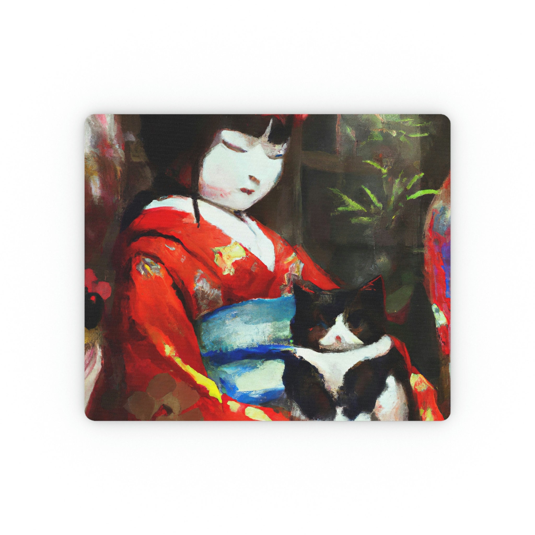Geisha and Cat Round Mouse Pad Maiko and Cat Mouse Pad - Etsy