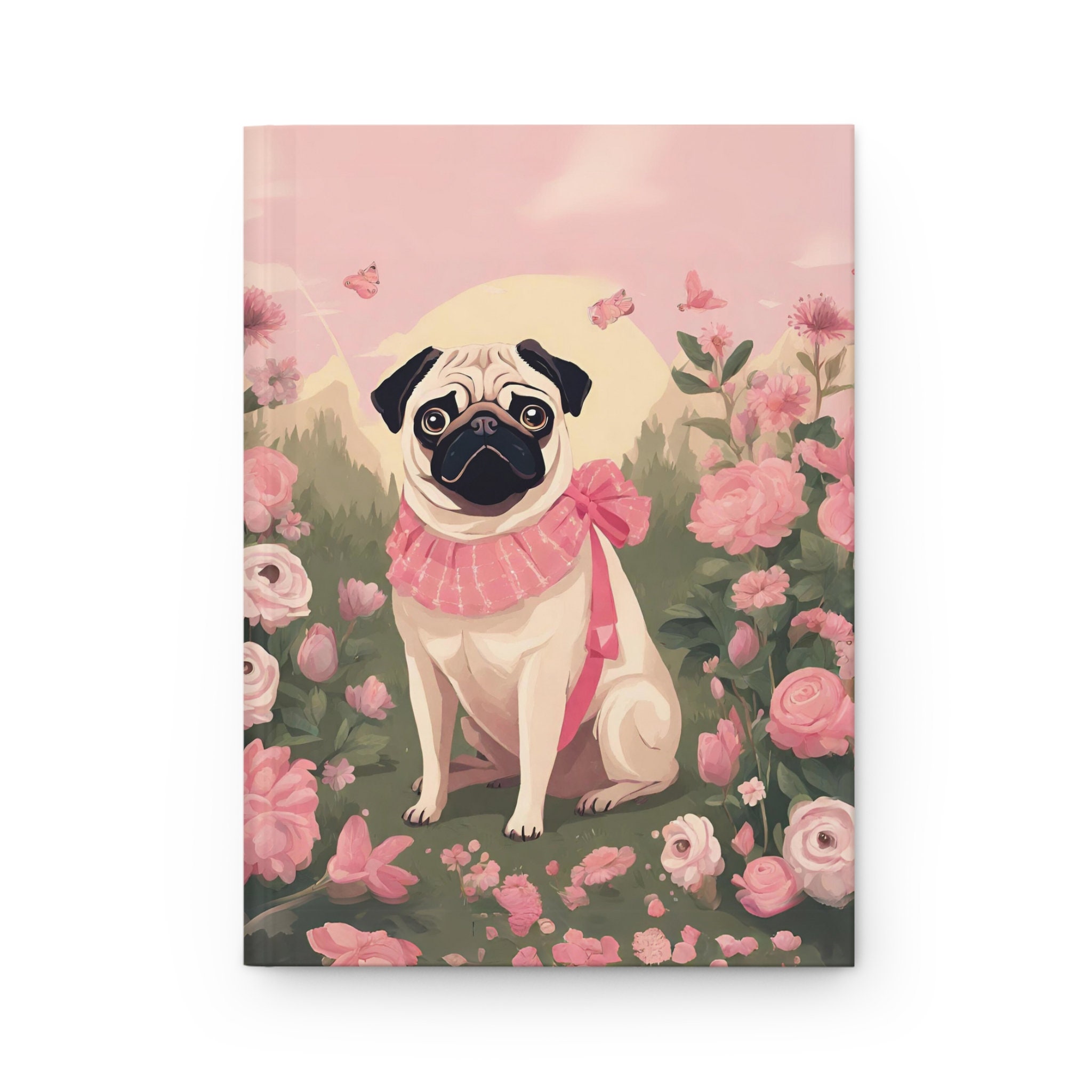 Cottagecore Aesthetic Pug Journal Cute Floral Mops Notebook - Etsy