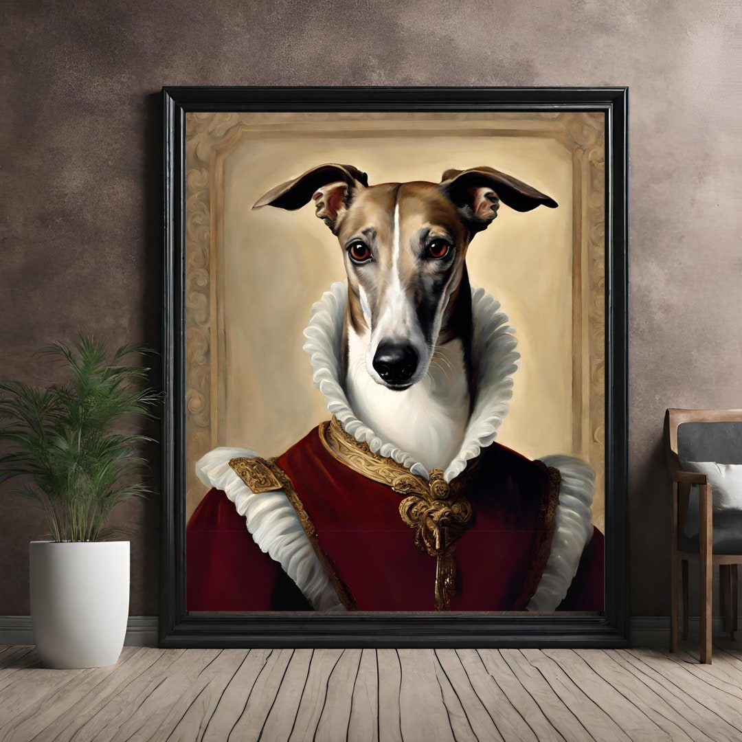 Renaissance Greyhound Portrait Poster, Royal Greyhound Wall Art, Regal ...