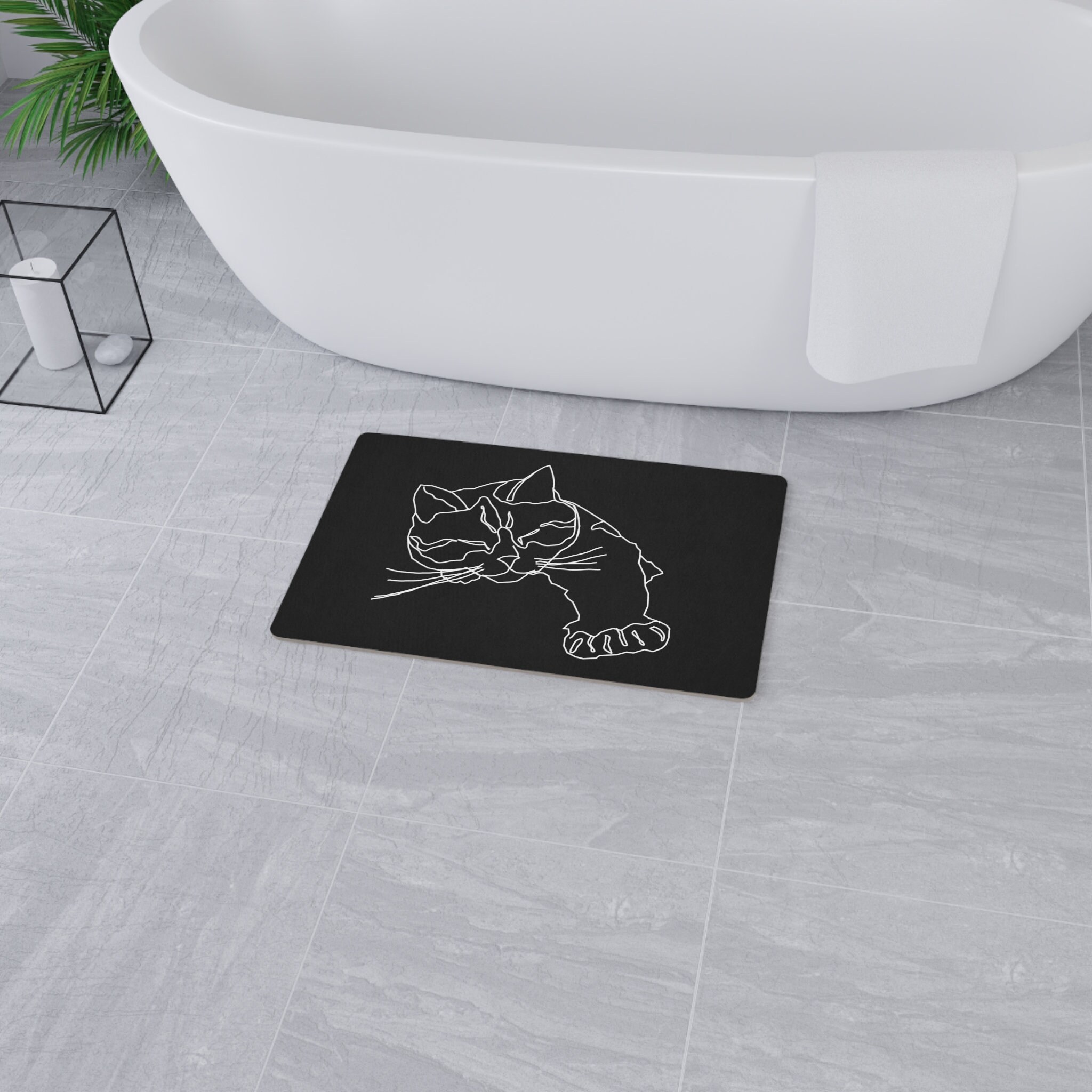 Minimalist Cat Floor Mat Line Art Cat Flooring Mat Cat Room - Etsy