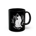 Cat and Crystals 11oz Black Mug, Magical Cat Coffee Mug, Fantastical ...
