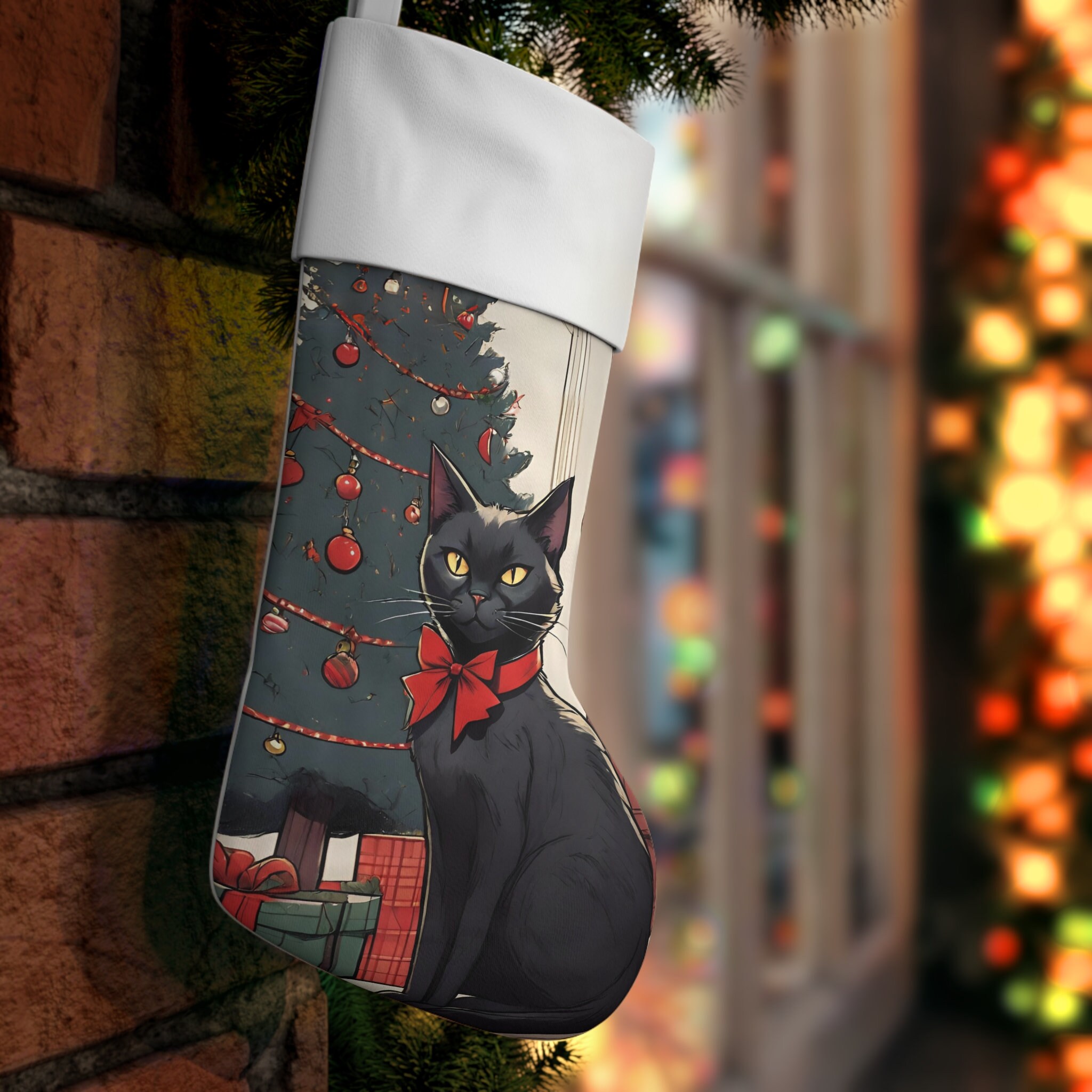 Cat christmas stocking store