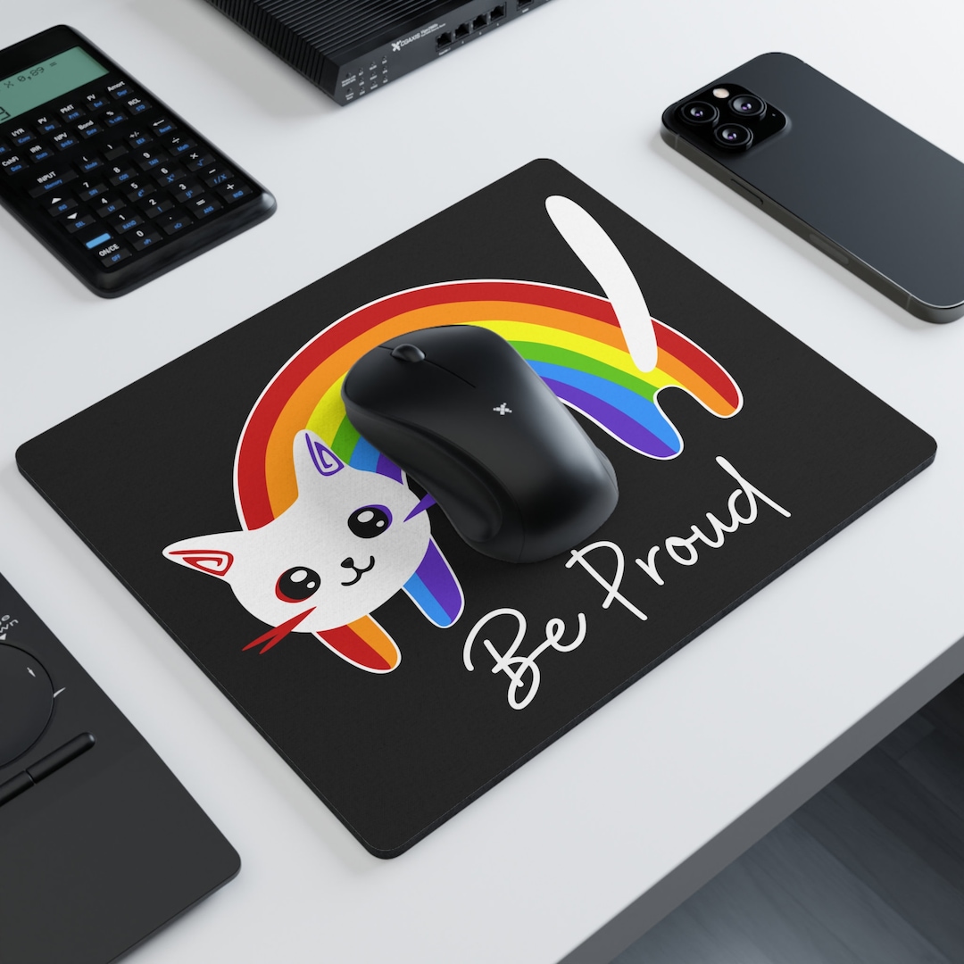 Rainbow Pride Cat Mouse Pad, Cat Be Proud Desk Mat, Funny Cat LGBTQ ...