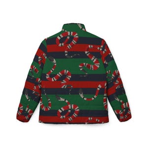 Snakes Pattern Puffer Jacket, Reptile Print Outerwear, Snake Lover Gift ...