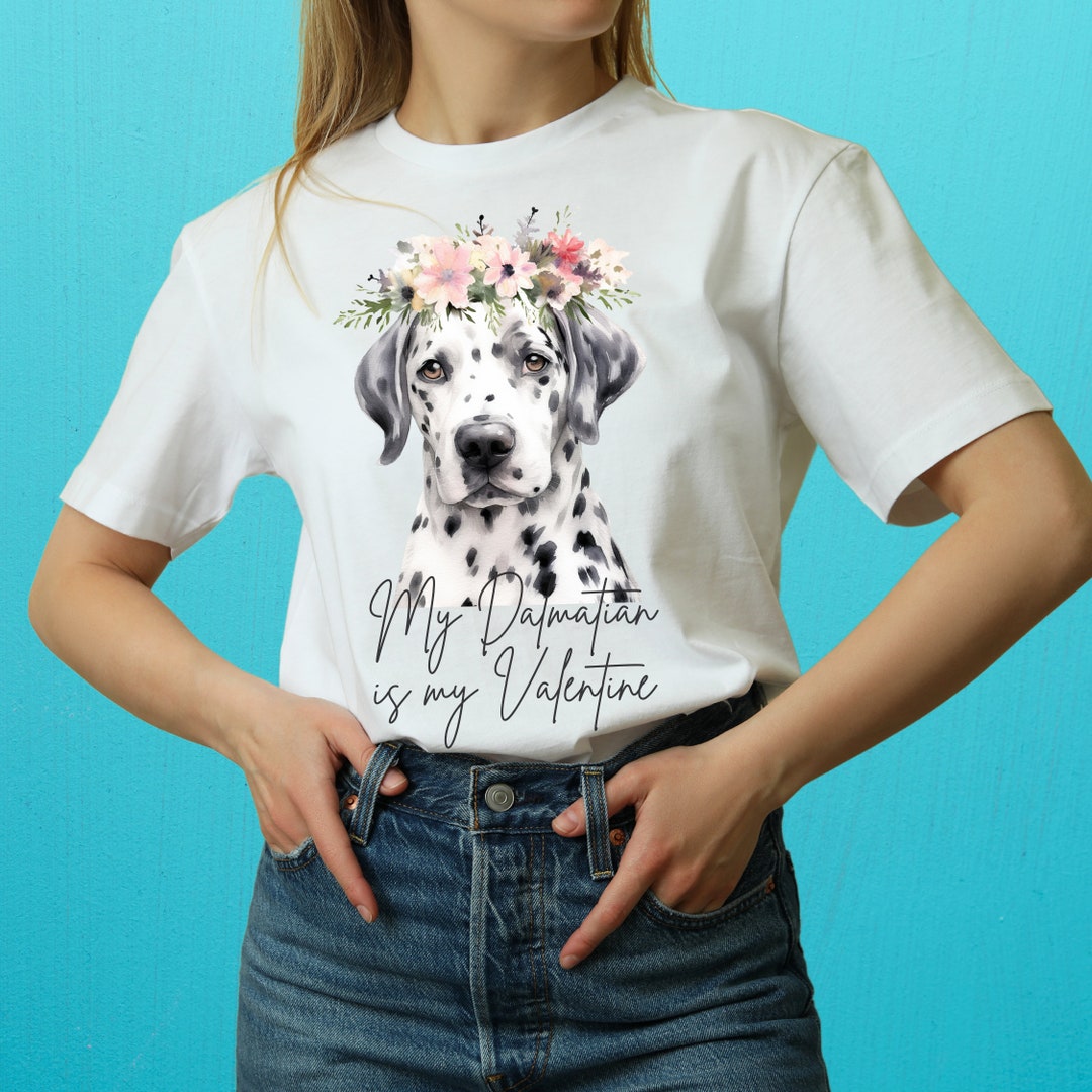 My Dalmatian is My Valentive Shirt, Floral Dalmatian Mom T-shirt ...
