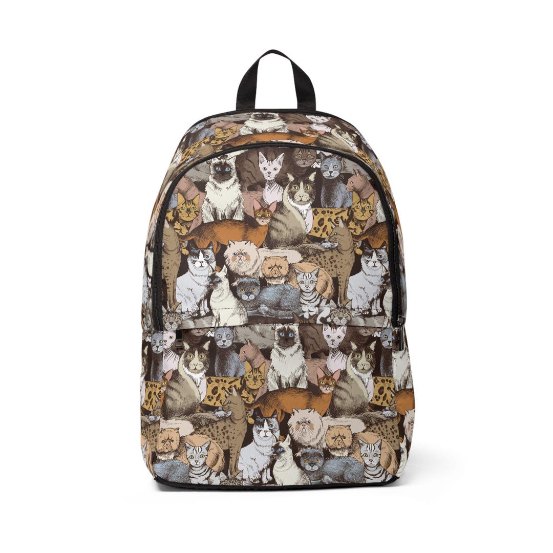 Vintage Cat Breeds Backpack, Cat Lover Gift, Cat Print Bag, Retro Cat ...