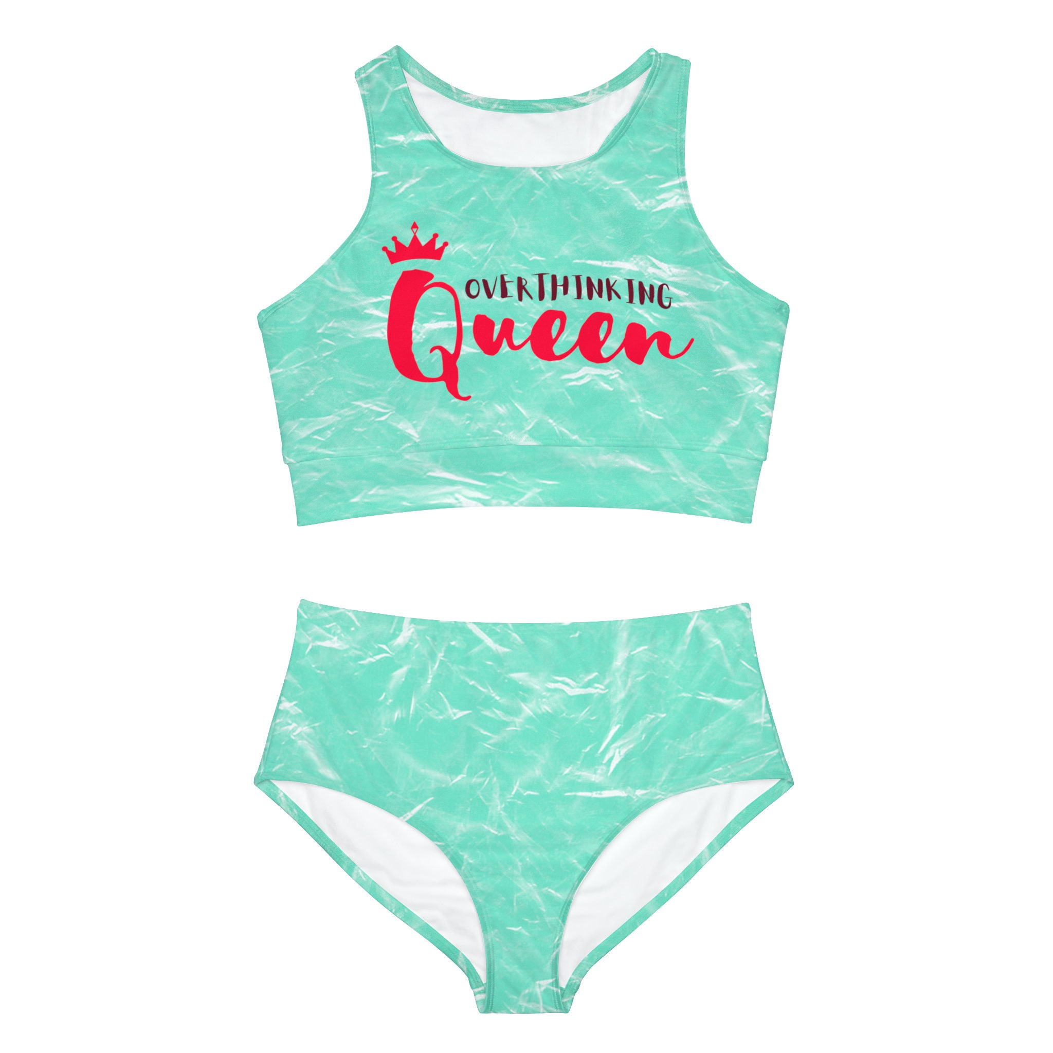 Overthinking Queen Sporty Bikini Set, Aesthetic Swimsuit, Drama Queen ...
