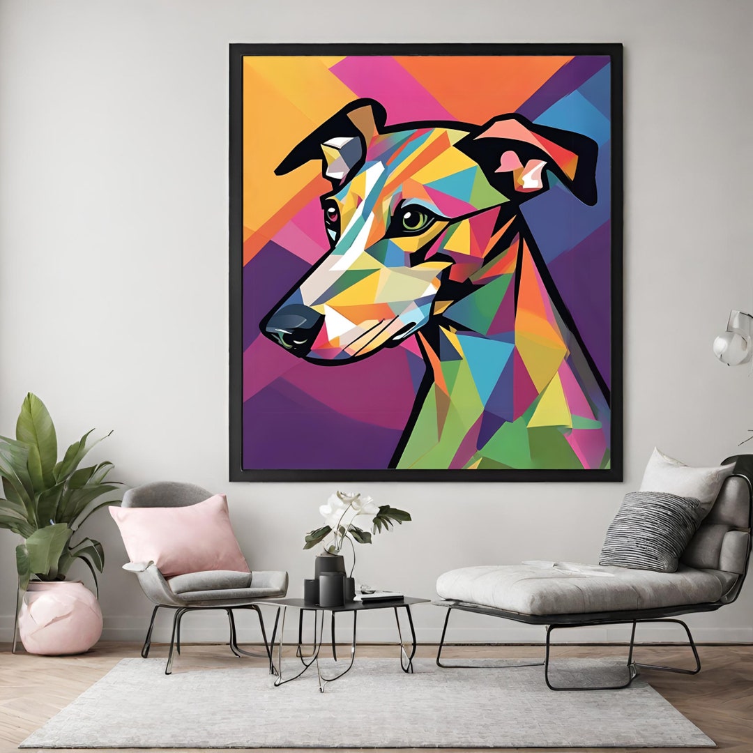 Abstract Greyhound Portrait Poster, Whippet Wall Art, Greyhound Wall ...