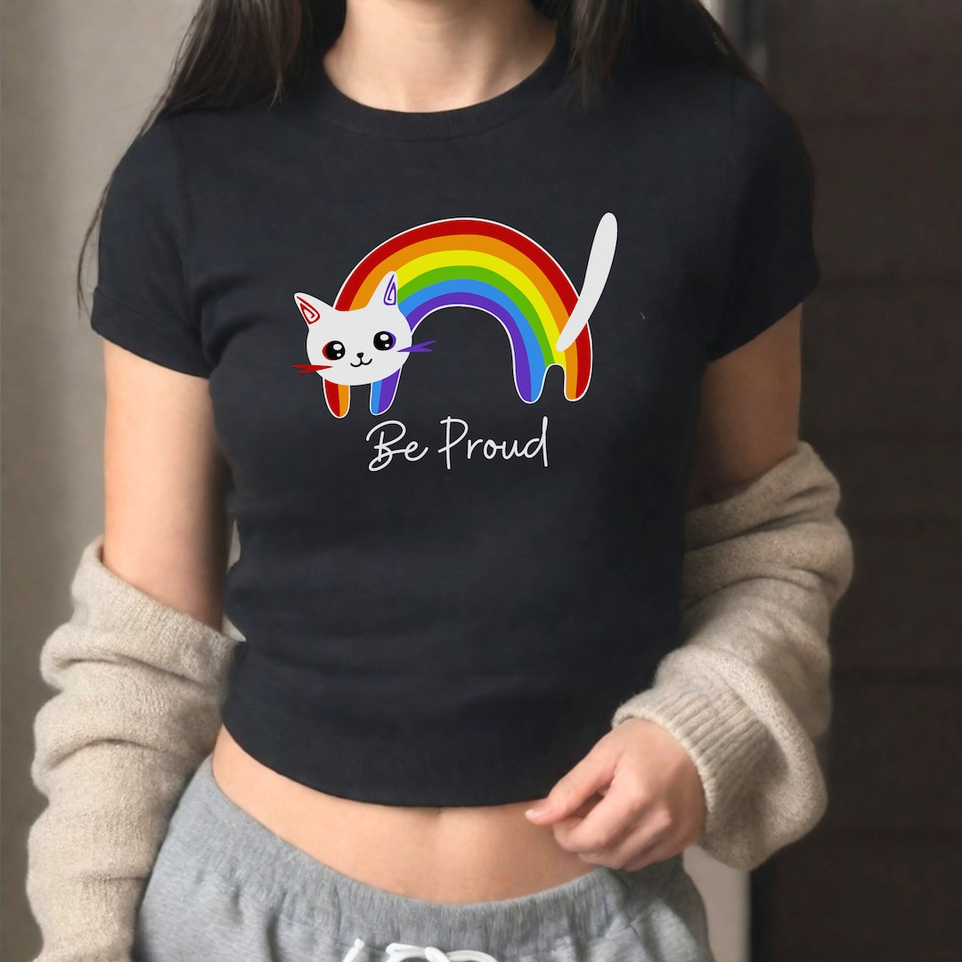 Cat Be Proud Lgbt Baby Tee, Rainbow Pride Cat Baby Tee, Funny Cat LGBTQ ...