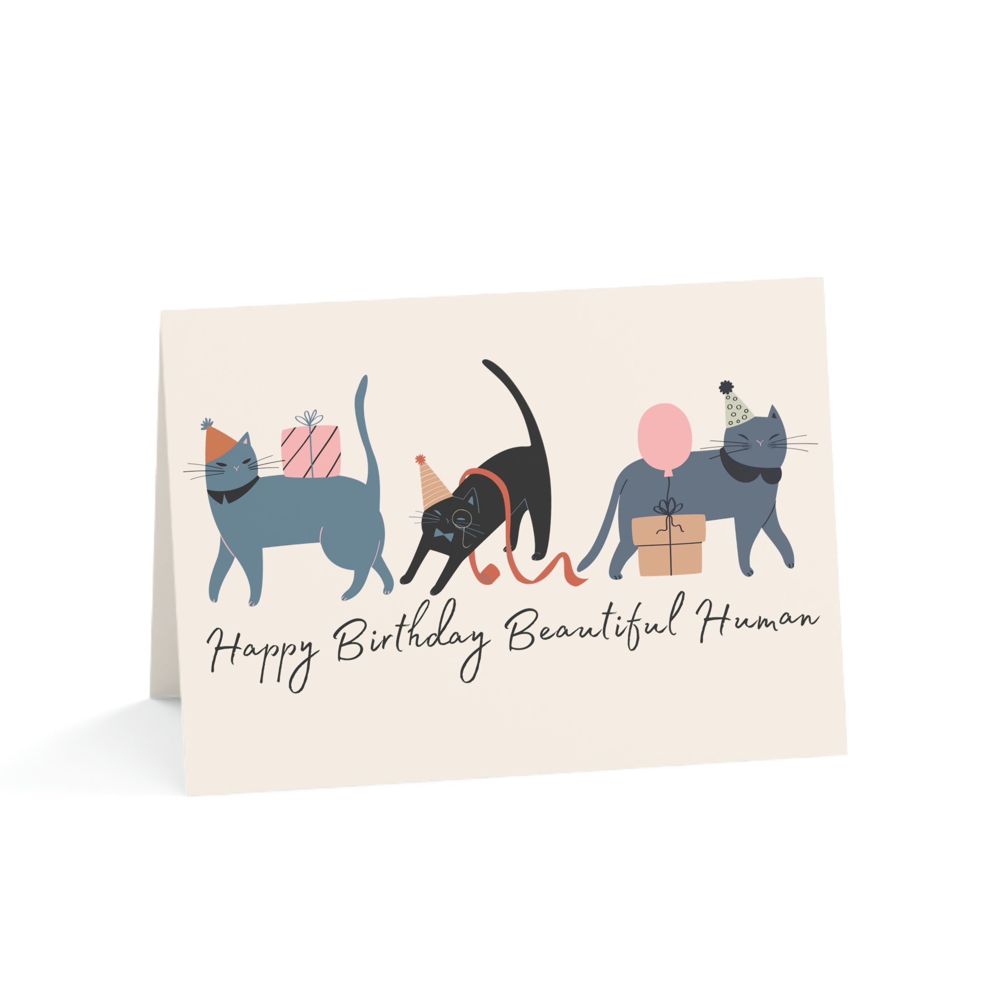 Cats Happy Birthday Card, Cute Cat Greeting Cards 1, 10, 30, and 50pcs ...