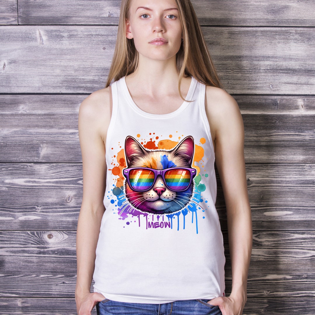 Lgbtqia Cat Racerback Tank, LGBTQ Cat Tank Top, Graffiti Lgbt Tank Top ...