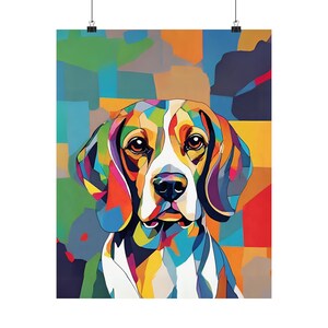 Abstract Beagle Poster, Colorful Beagle Wall Art, Abstract Beagle Wall ...
