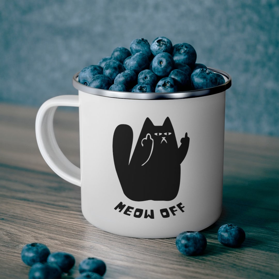 Funny Cat Cup Sarcastic Cat Mug Black Cat Pointing Middle - Etsy