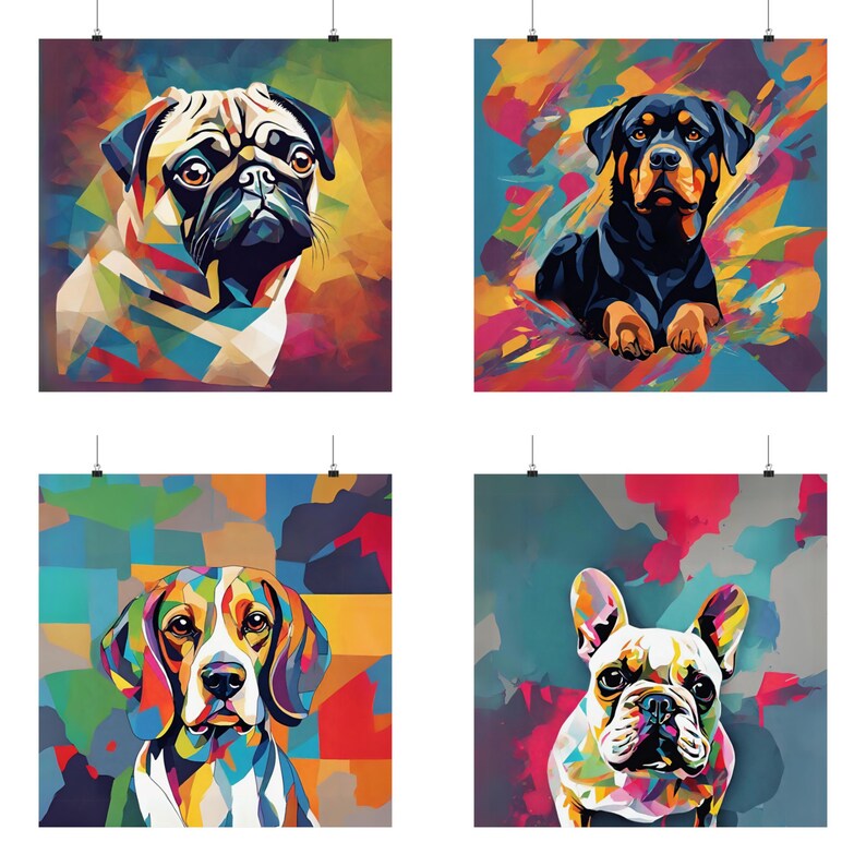 Custom Dog Portrait Poster, Personalized Dog Wall Art, Colorful Dog Wall Decor, Custom Dog Gifts ...