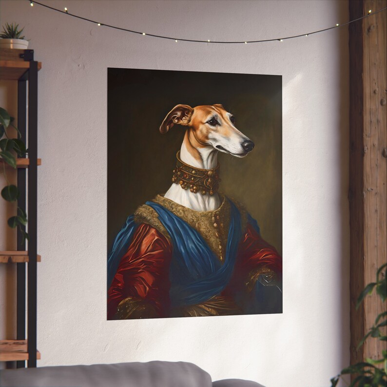 Royal Greyhound Portrait Poster, Renaissance Greyhound Wall Art ...