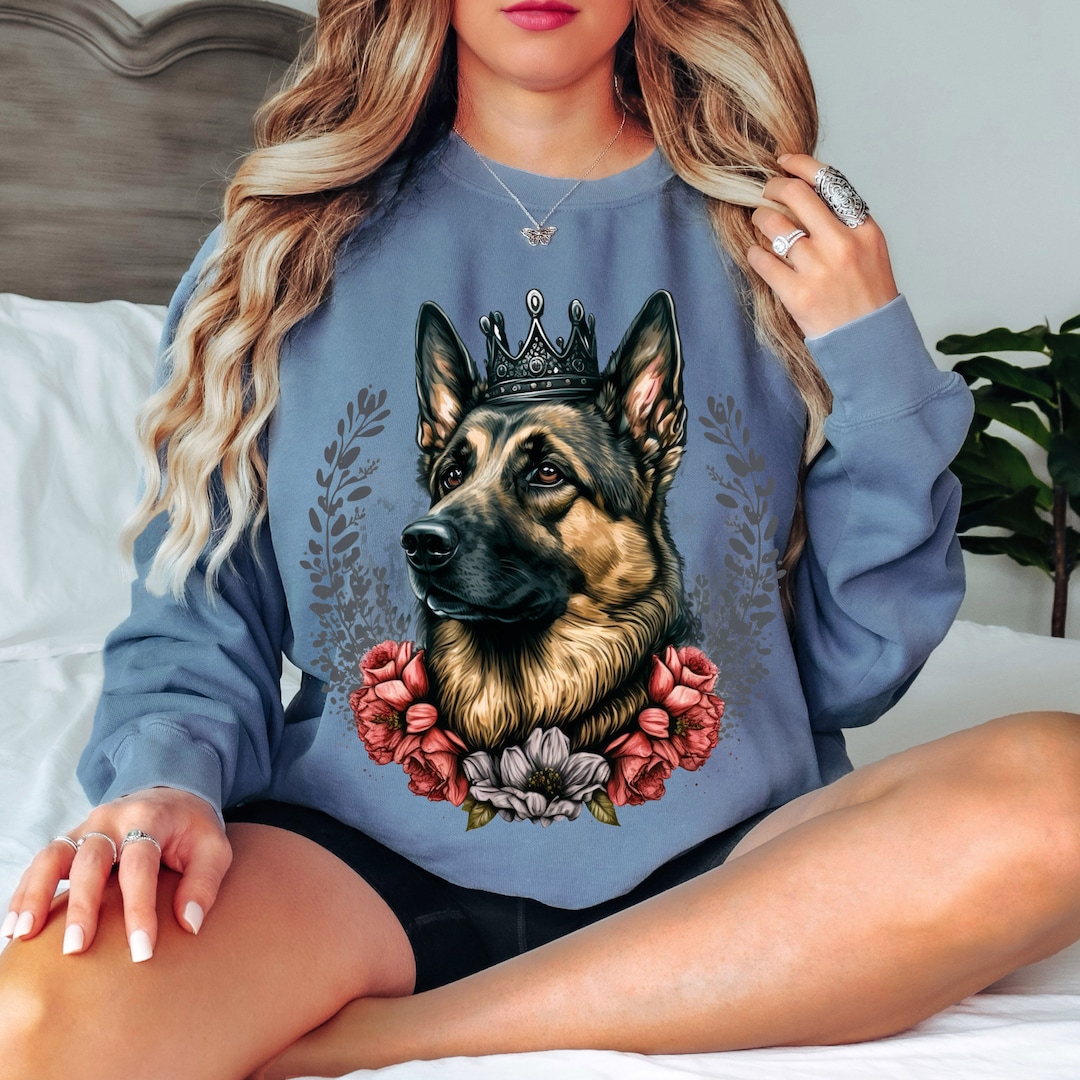 German Shepherd King Queen Sweatshirt, Vintage German Shepherd Pullover ...
