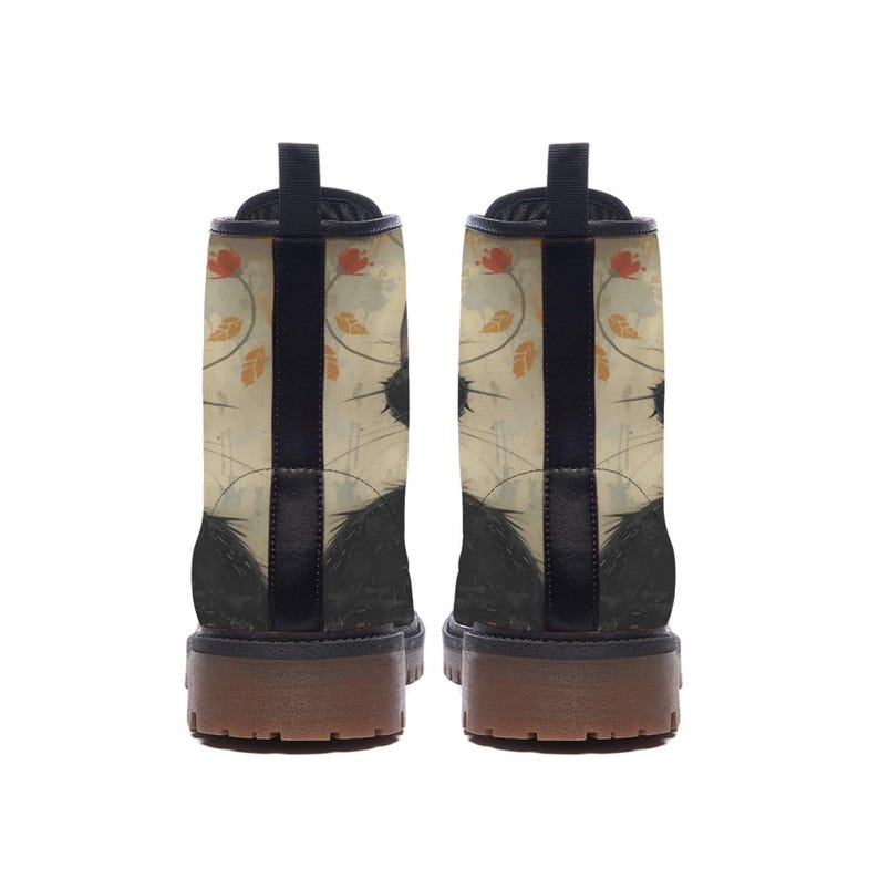 Vintage Black Cat Combat Boots, Gothic Cat Martin Boots, Cute Cat Shoes ...