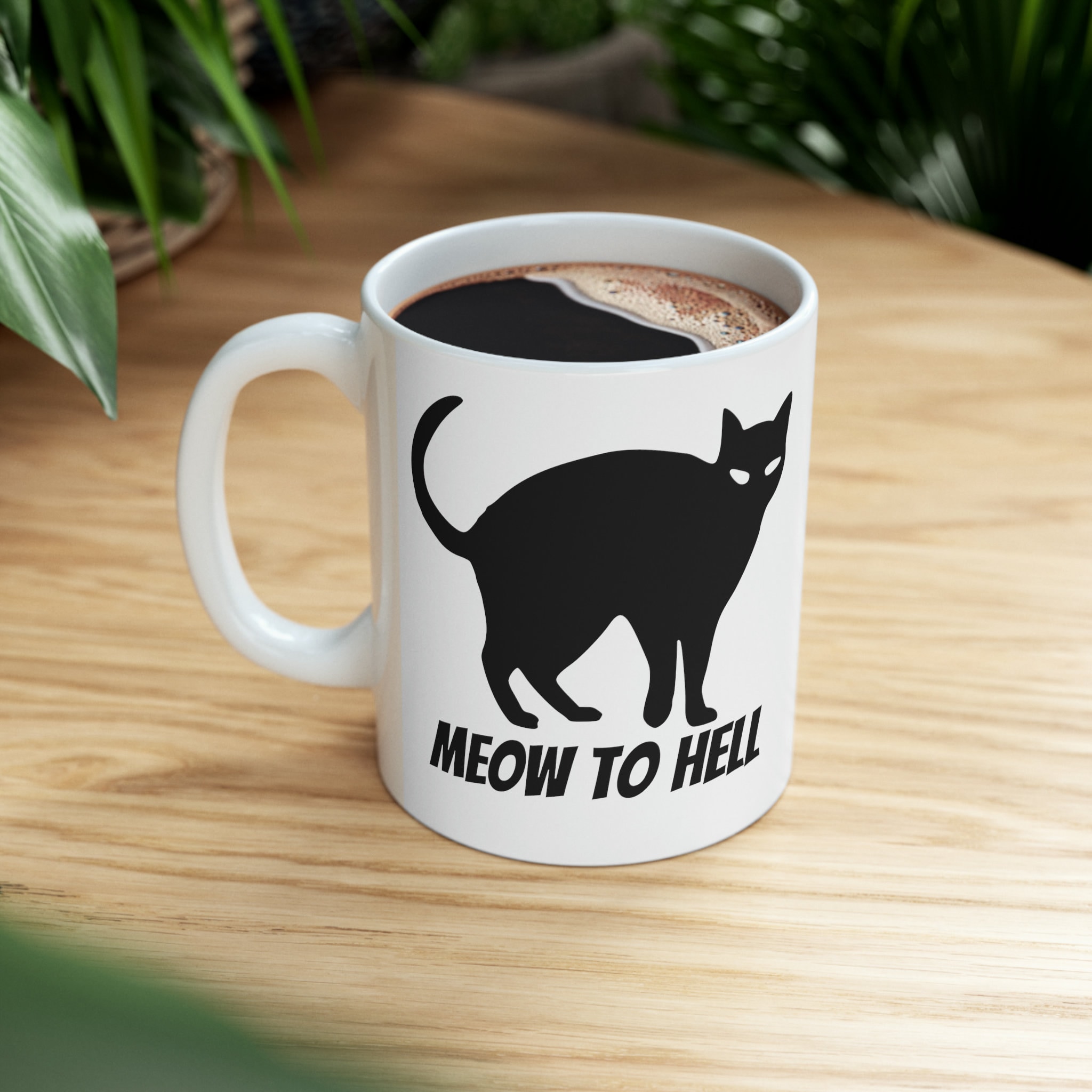 Sarcastic Black Cat Mug, Meow to Hell Ceramic Mug 11oz, Funny Cat Mug ...
