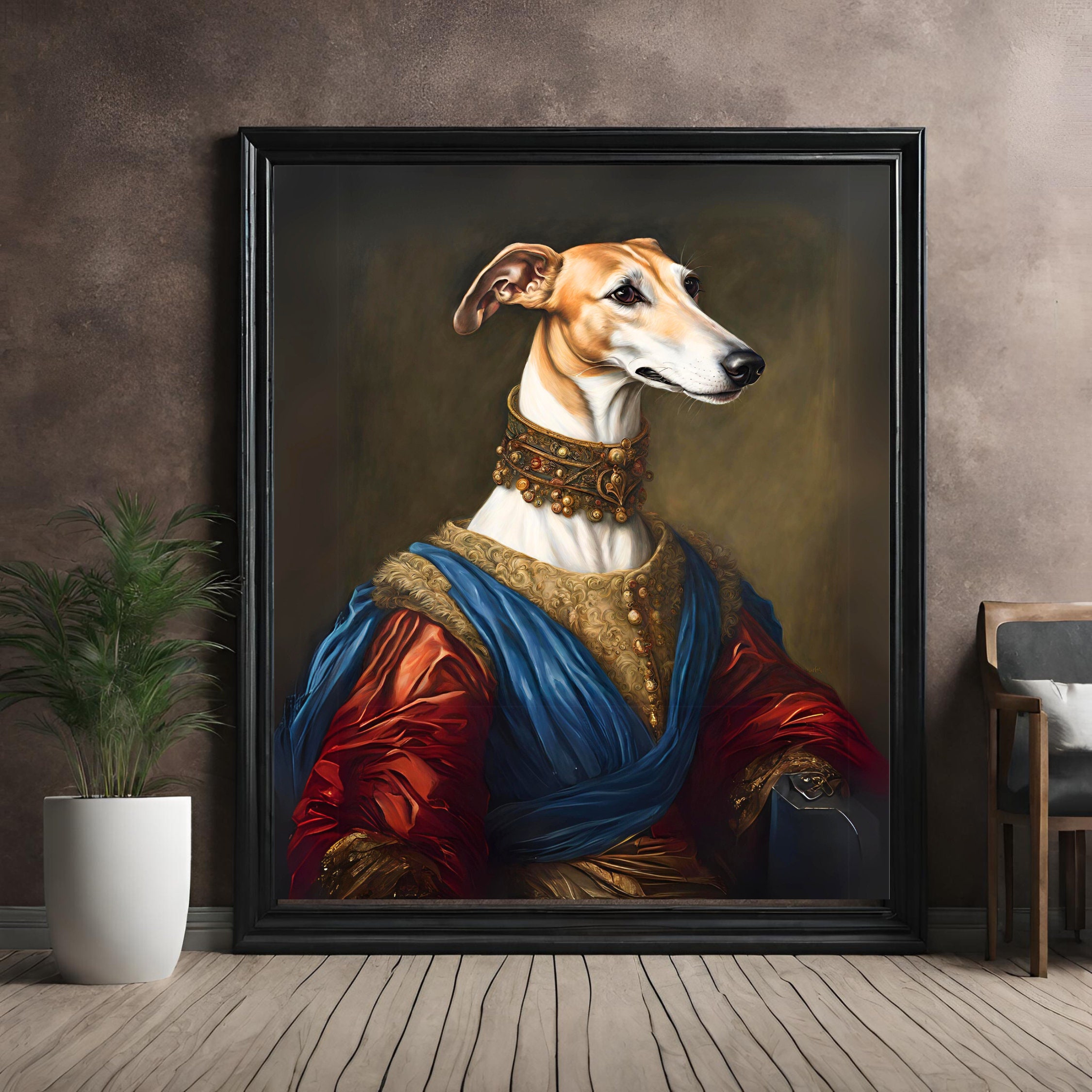 Royal Greyhound Portrait Poster, Renaissance Greyhound Wall Art ...