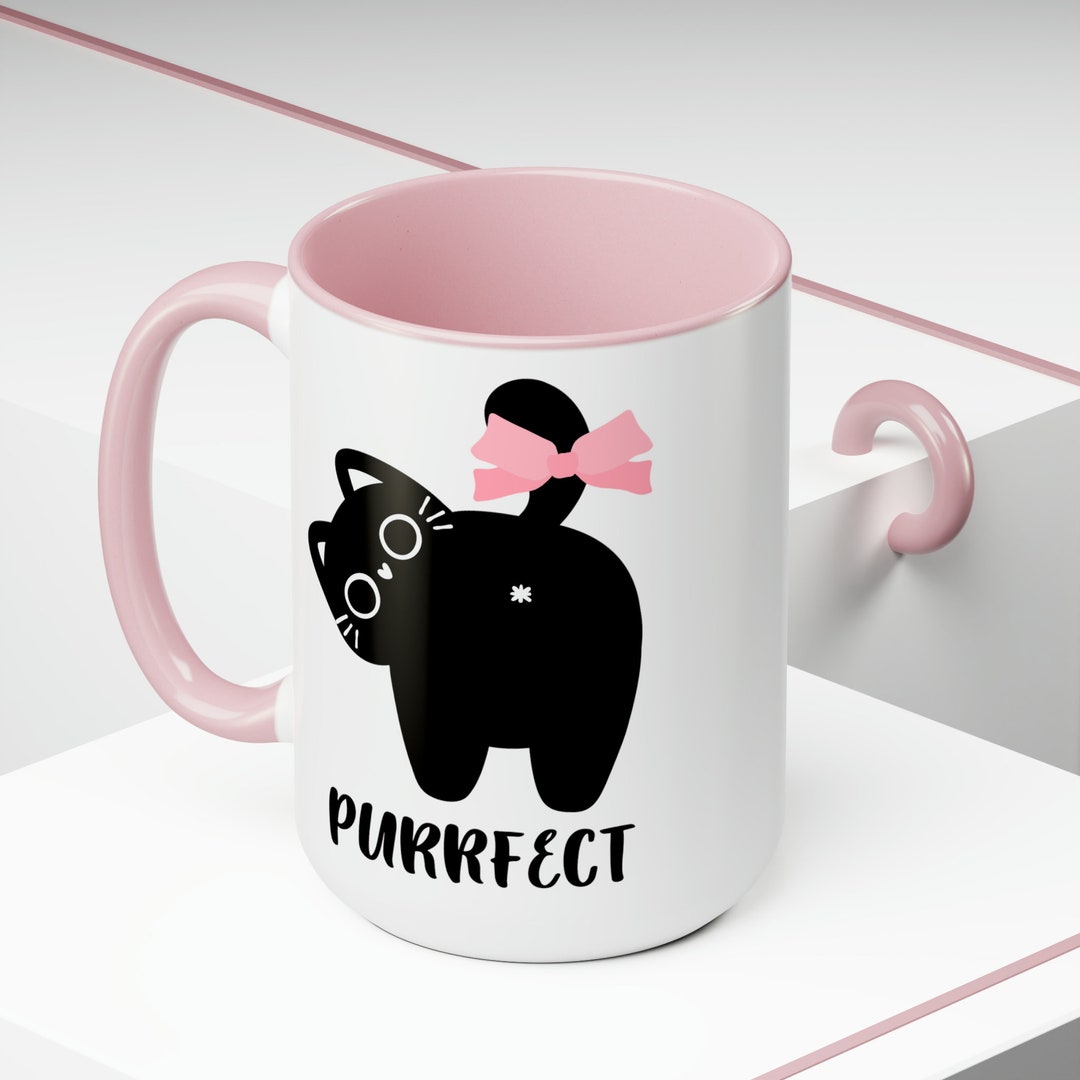 Sarcastic Cat Two-tone Coffee Mugs, 15oz, Cute Black Cat Mug, Funny Cat ...