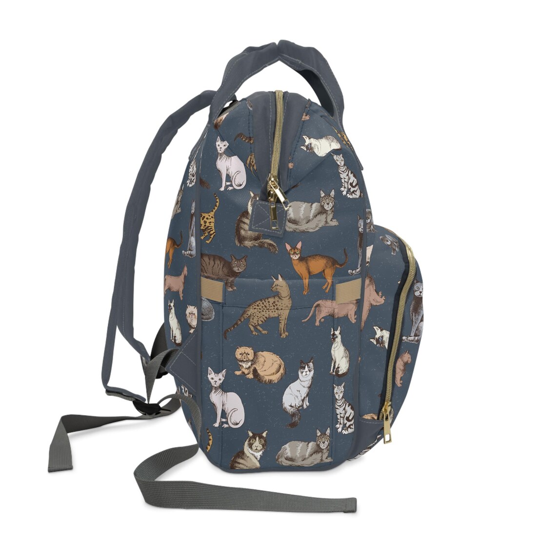 Cats Breeds Pattern Backpack - Cat Lovers Bag, Cat Owner Gift, Cat ...