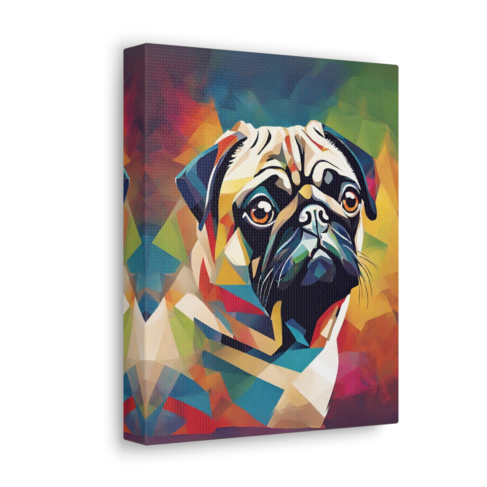 Abstract Pug Art Canvas Gallery Wraps, Colorful Mops Art Wall Art, Pug ...