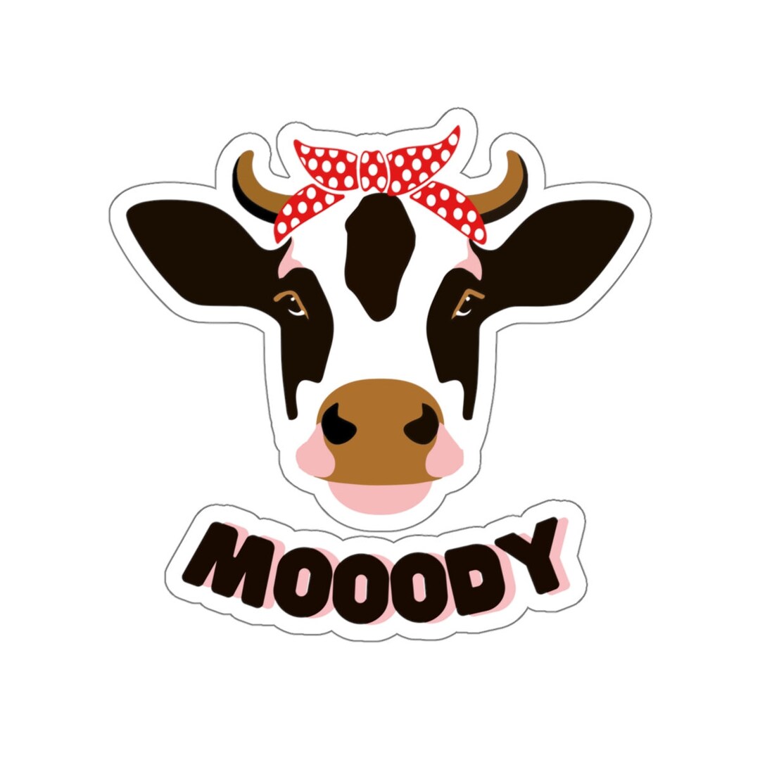 Moody Cow Funny Sticker, Trendy Sticker, Tumblr VSCO Sticker, Aesthetic ...