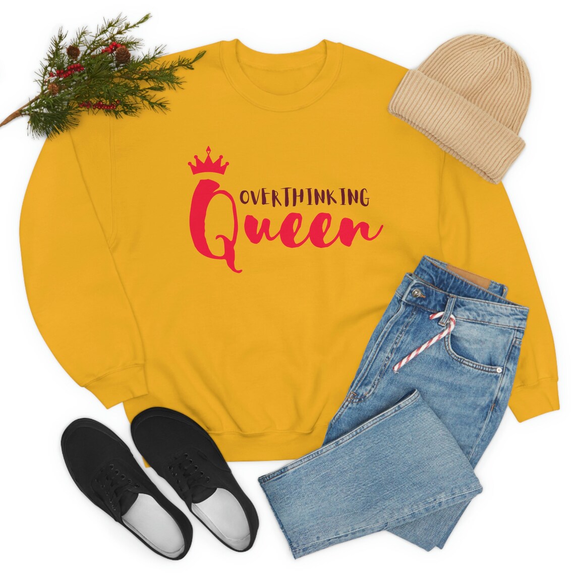 Overthinking Queen Sweashirt, Trendy Sweashirt, Drama Queen Sweater ...