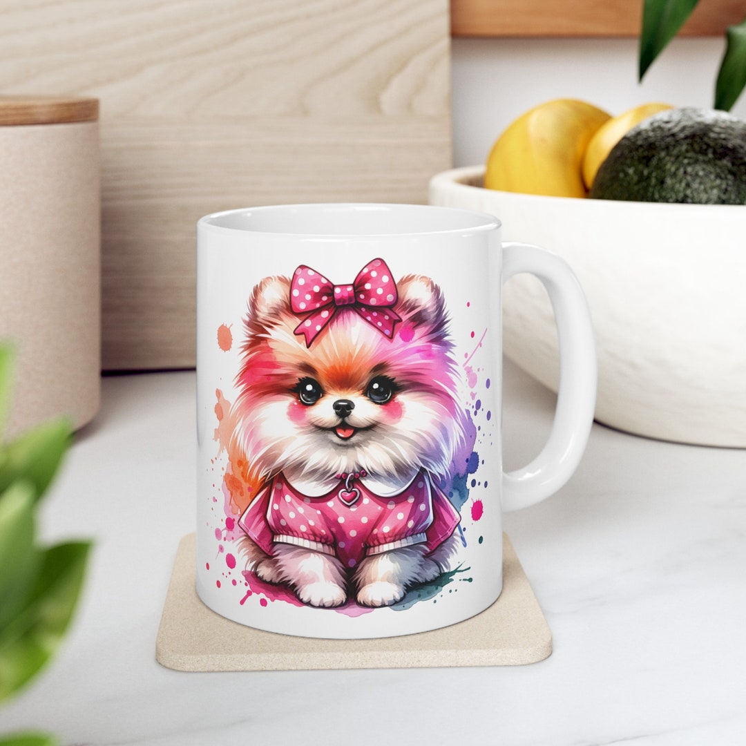 Kawaii Pomeranian Mug (11oz, 15oz), Cute Coffee Mug, Girly Mug ...
