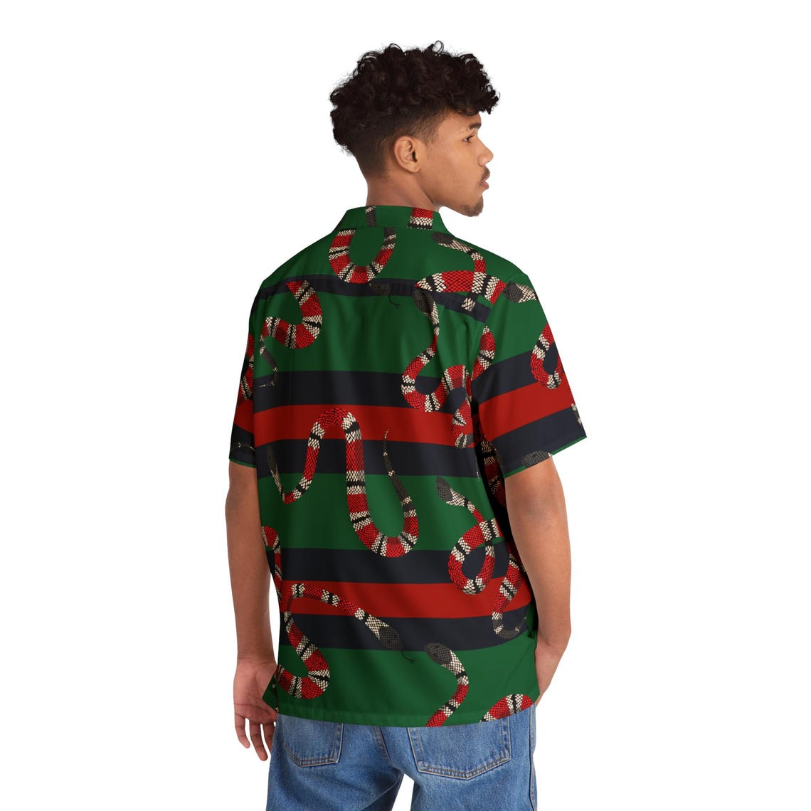 Snake Hawaiian Shirt, Snake Pattern Button-up, Reptile Print Aloha Top ...