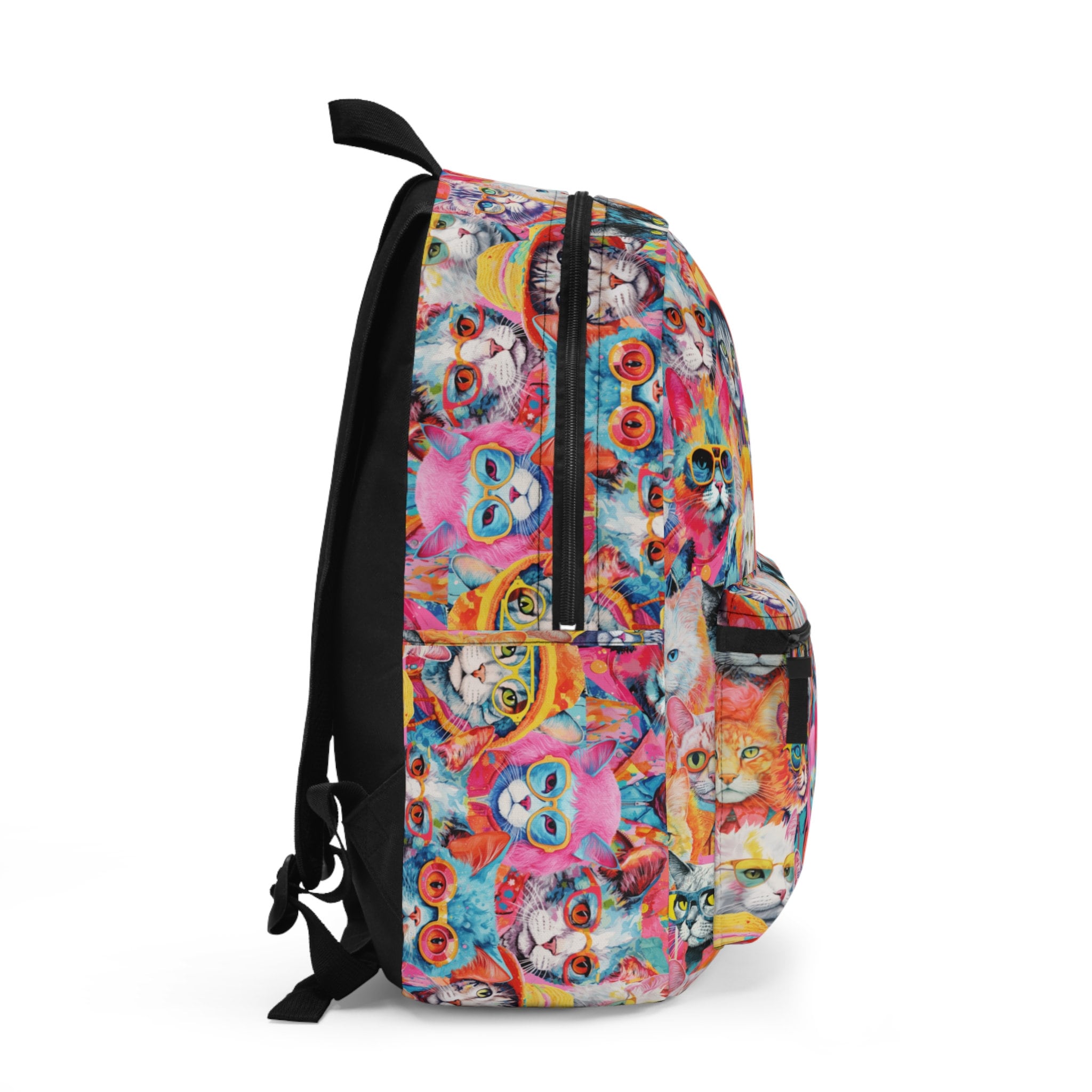 Hipster Cats Pattern Backpack, Retro Cats Pattern School Bag, Vintage ...