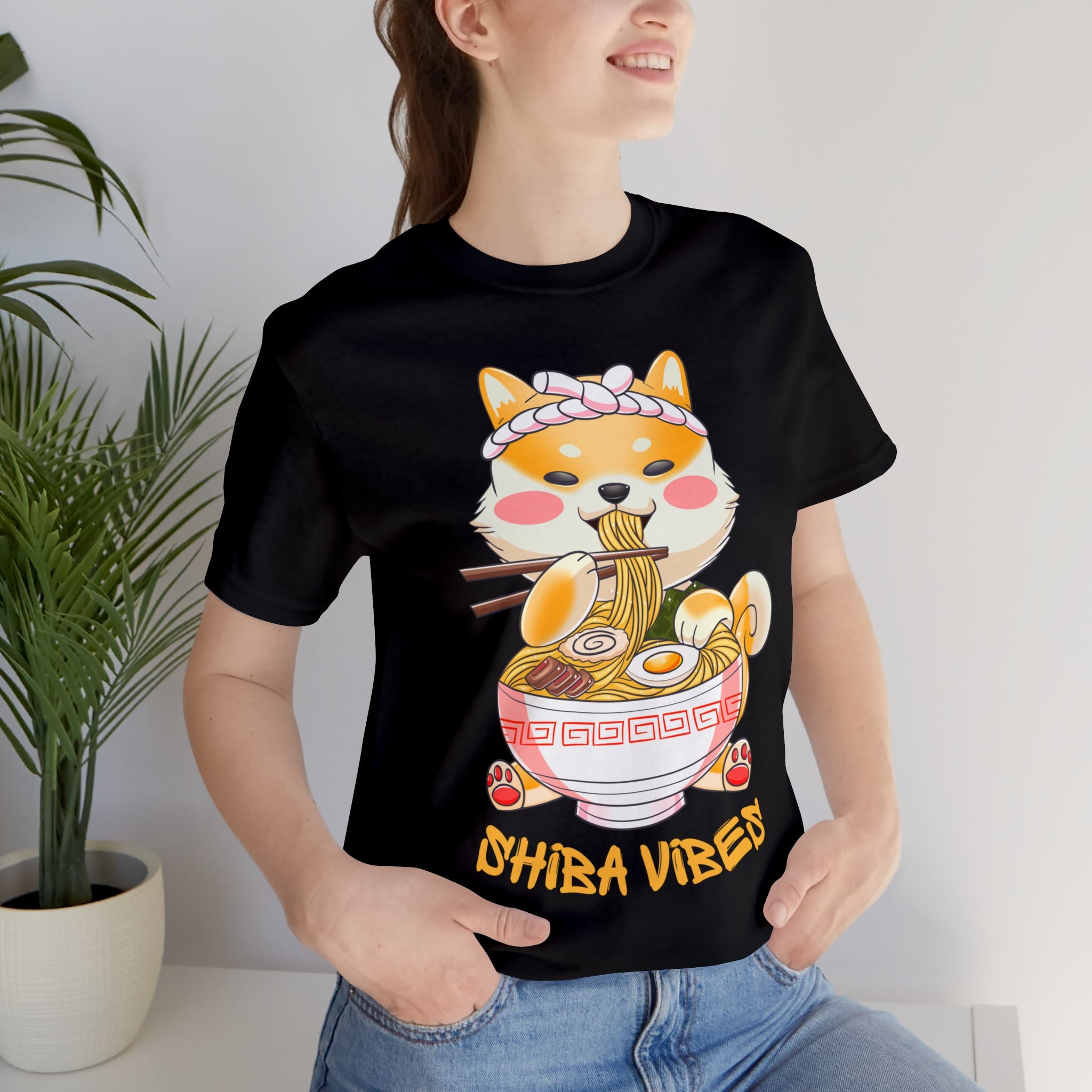 Shiba Inu Vibes Ramen T-shirt, Funny Shiba Inu Unisex Short Sleeve Tee ...