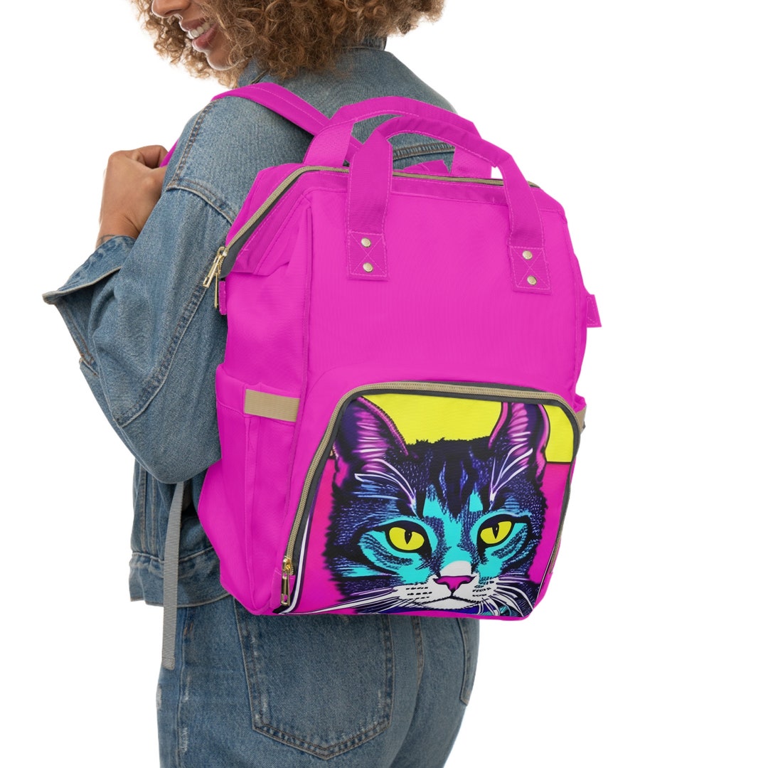 Colorful Graphic Cat Large Capacity Backpack, Vibrant Cat School Bag ...