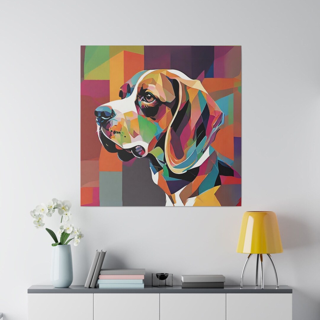 Abstract Beagle Canvas, Beagle Portrait Wall Art, Beagle Wall Decor ...