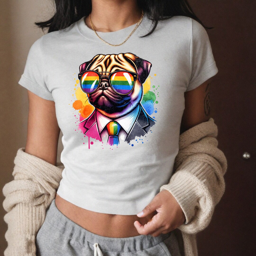 Lgbtqia Pug Baby Tee, Y2k Mops LGBTQ Baby Tee, Graffiti Lgbt Baby Tee ...