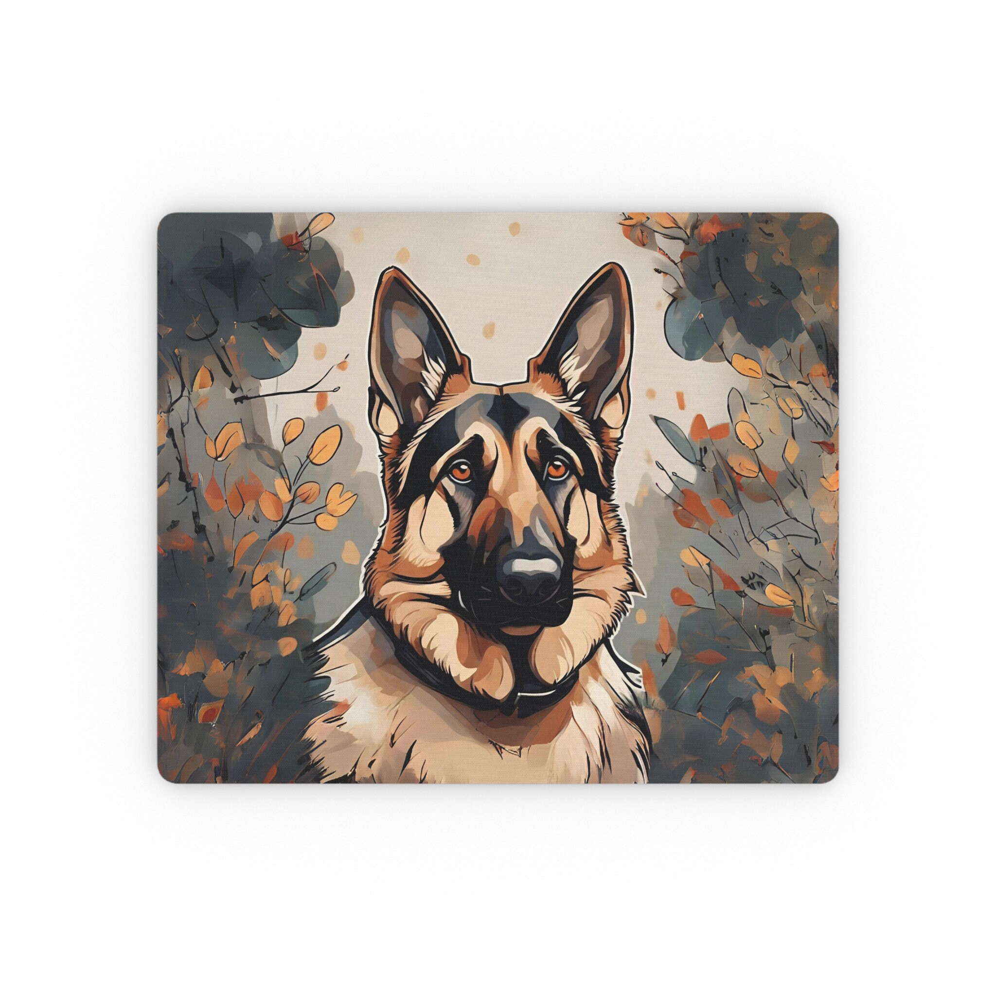 German Shepherd Floral Fall Art Mouse Pad, Autumn German Shepherd Desk ...
