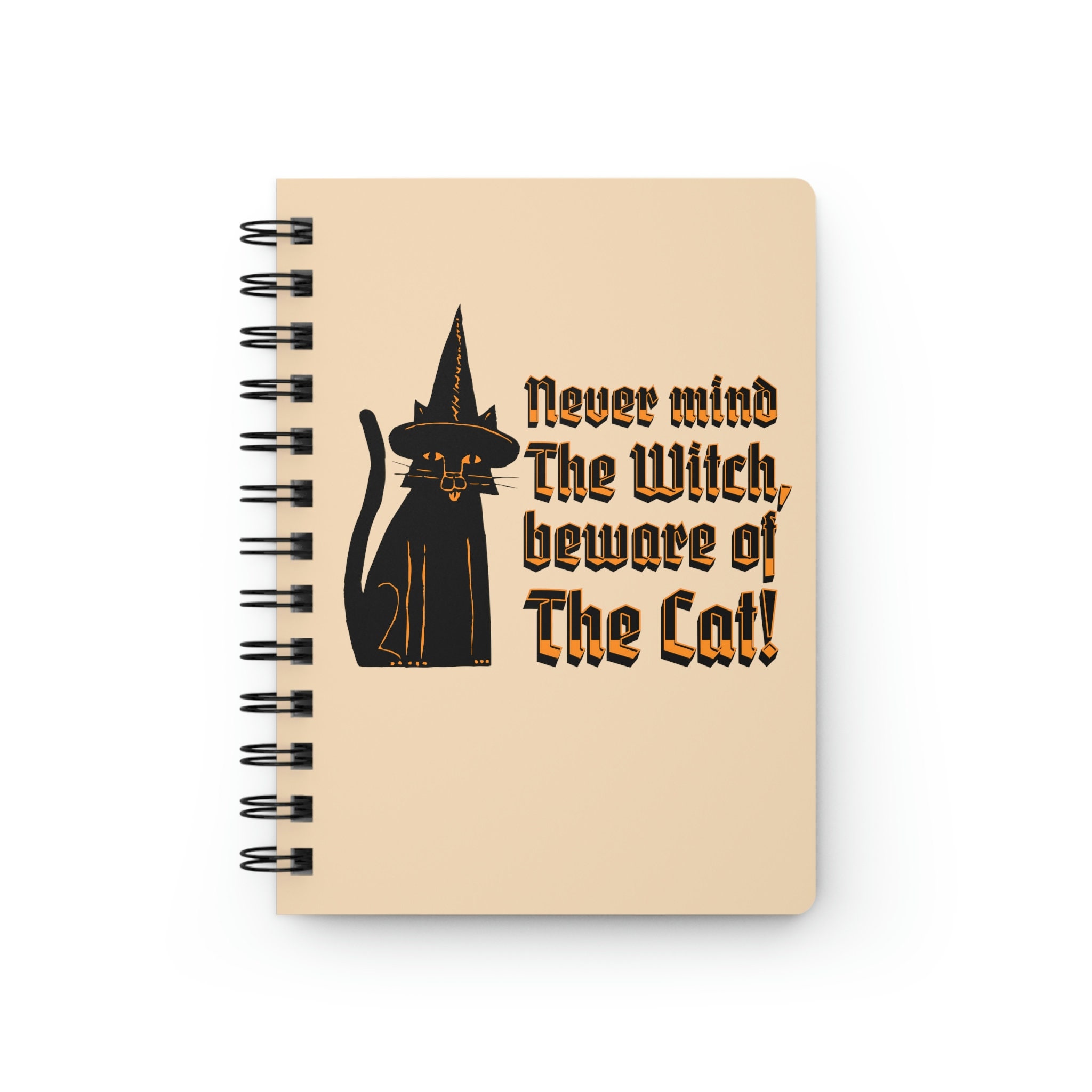 Cat Familiar Spiral Bound Journal, Witchy Cat Notebook, Witchcraft ...