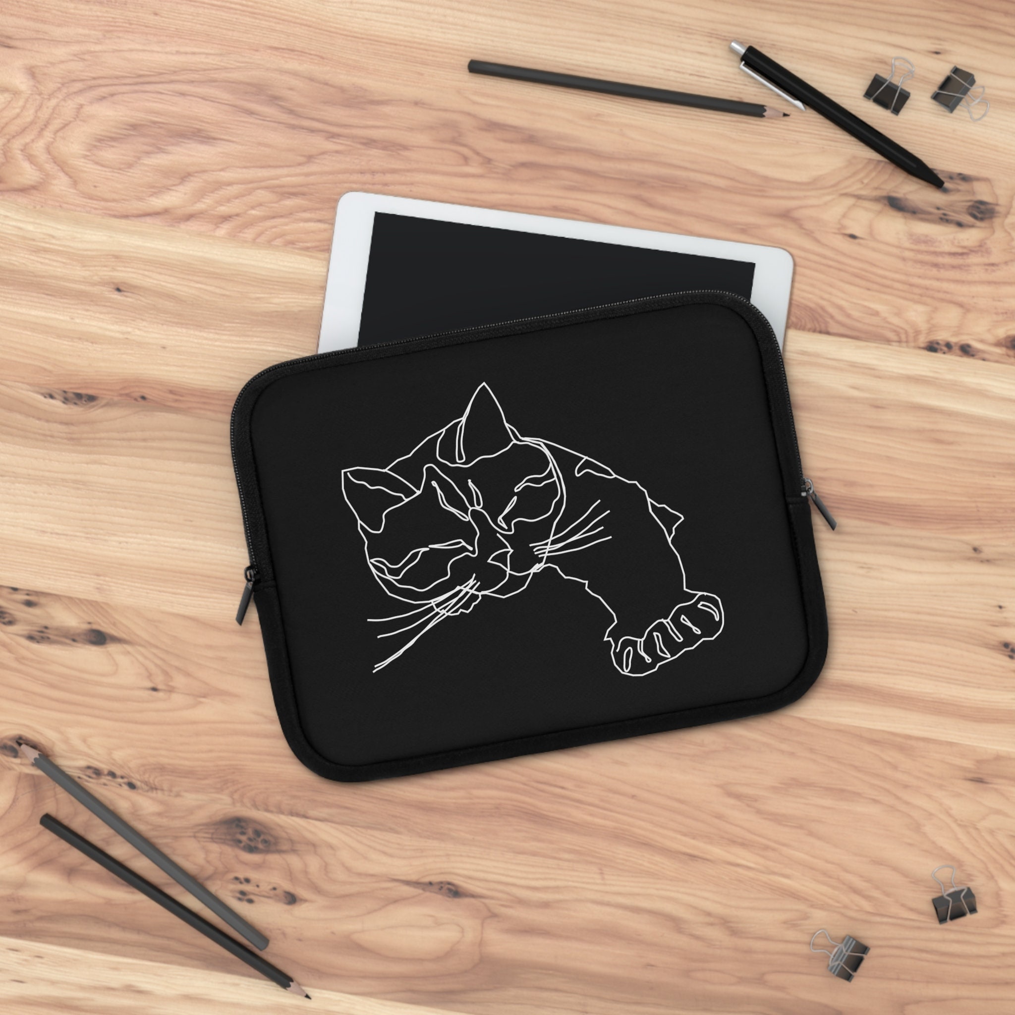 Minimalist Cat Laptop Sleeve Line Art Cat Laptop Case Modern - Etsy