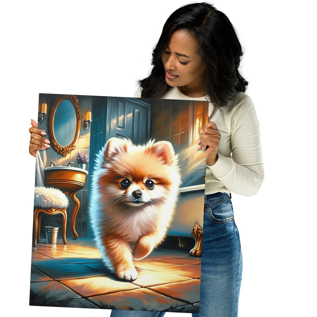 Pomeranian Bathroom Metal Poster, Cute Pomeranian Poster, Pomeranian ...
