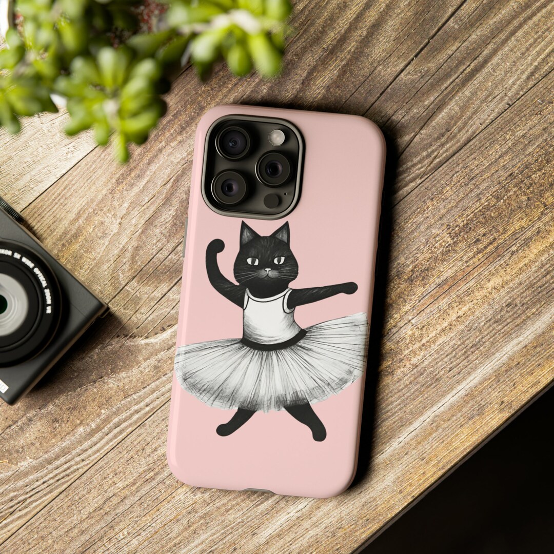 Funny Black Cat Phone Case, Black Cat Ballerina iPhone Case, Cat Ballet ...