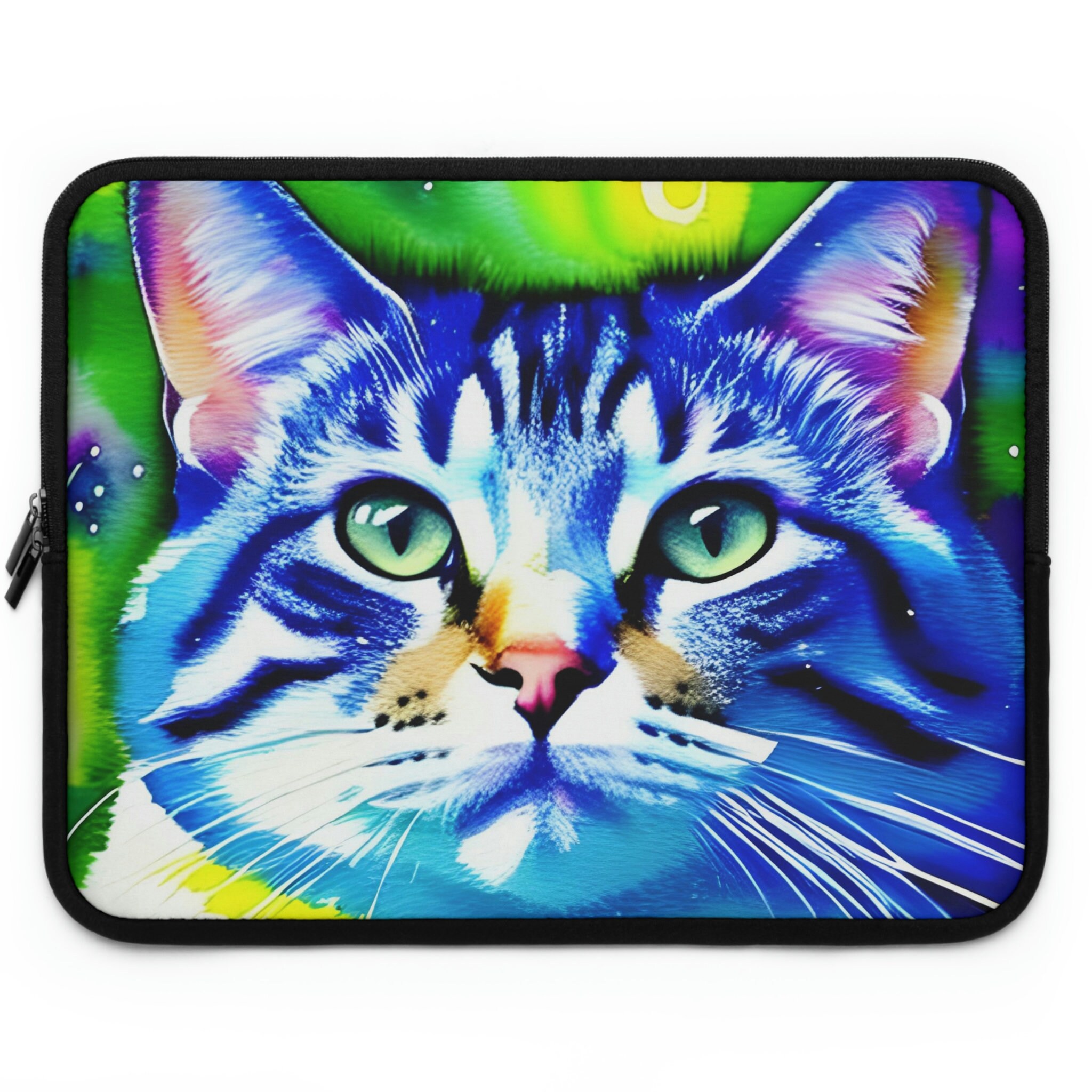 Colorful Cat Graphic Laptop Sleeve, Whimsical Cat Laptop Case, Fun Cat ...