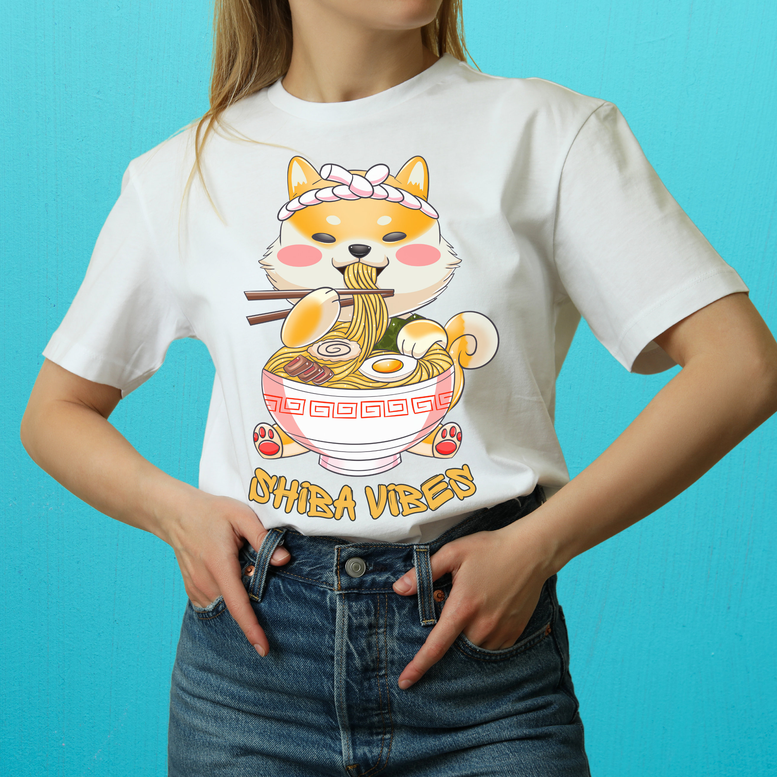 Shiba Inu Vibes Ramen T-shirt, Funny Shiba Inu Unisex Short Sleeve Tee ...