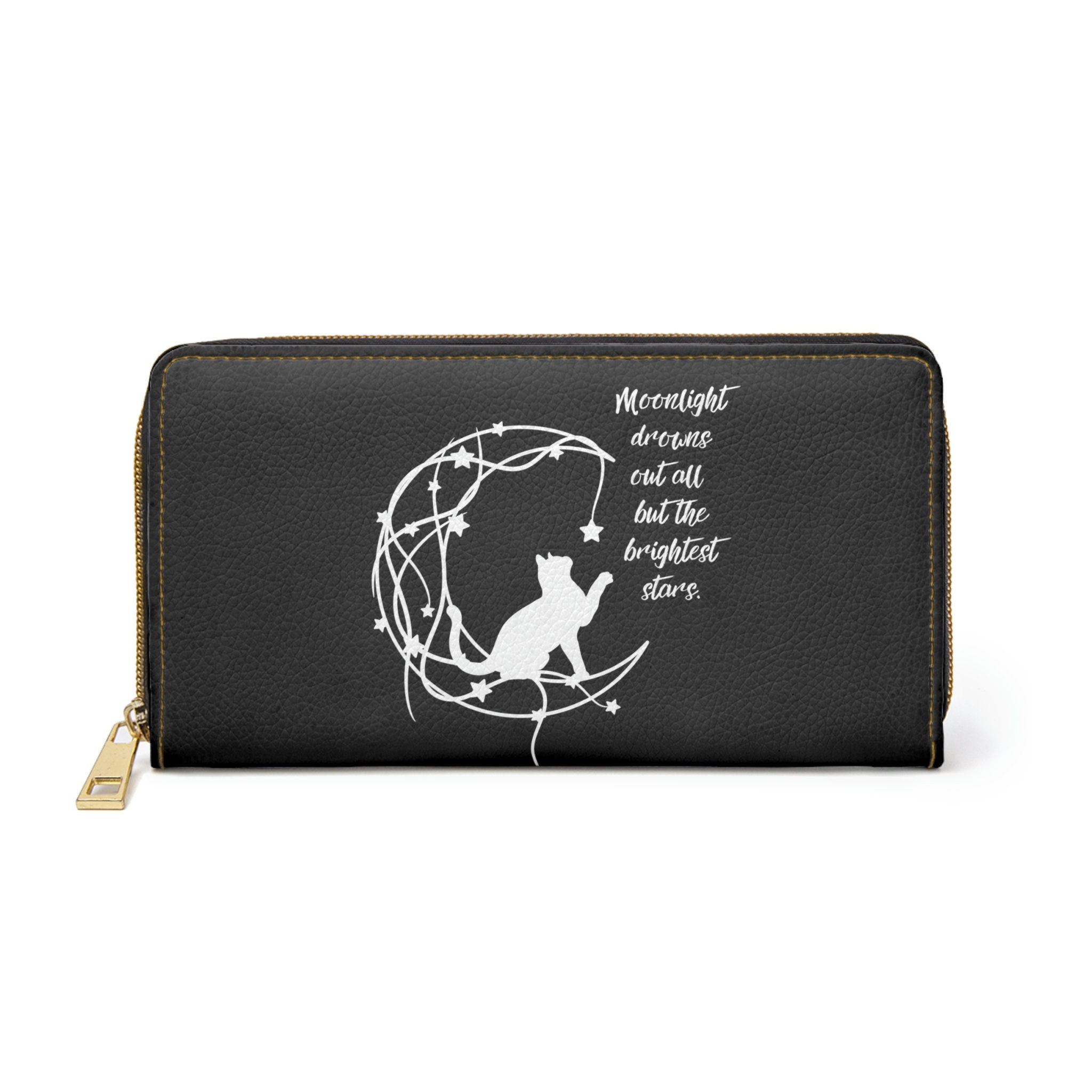Cat and Moon Zipper Wallet, Whimsical Cat Wallet, Mystical Cat Lover ...