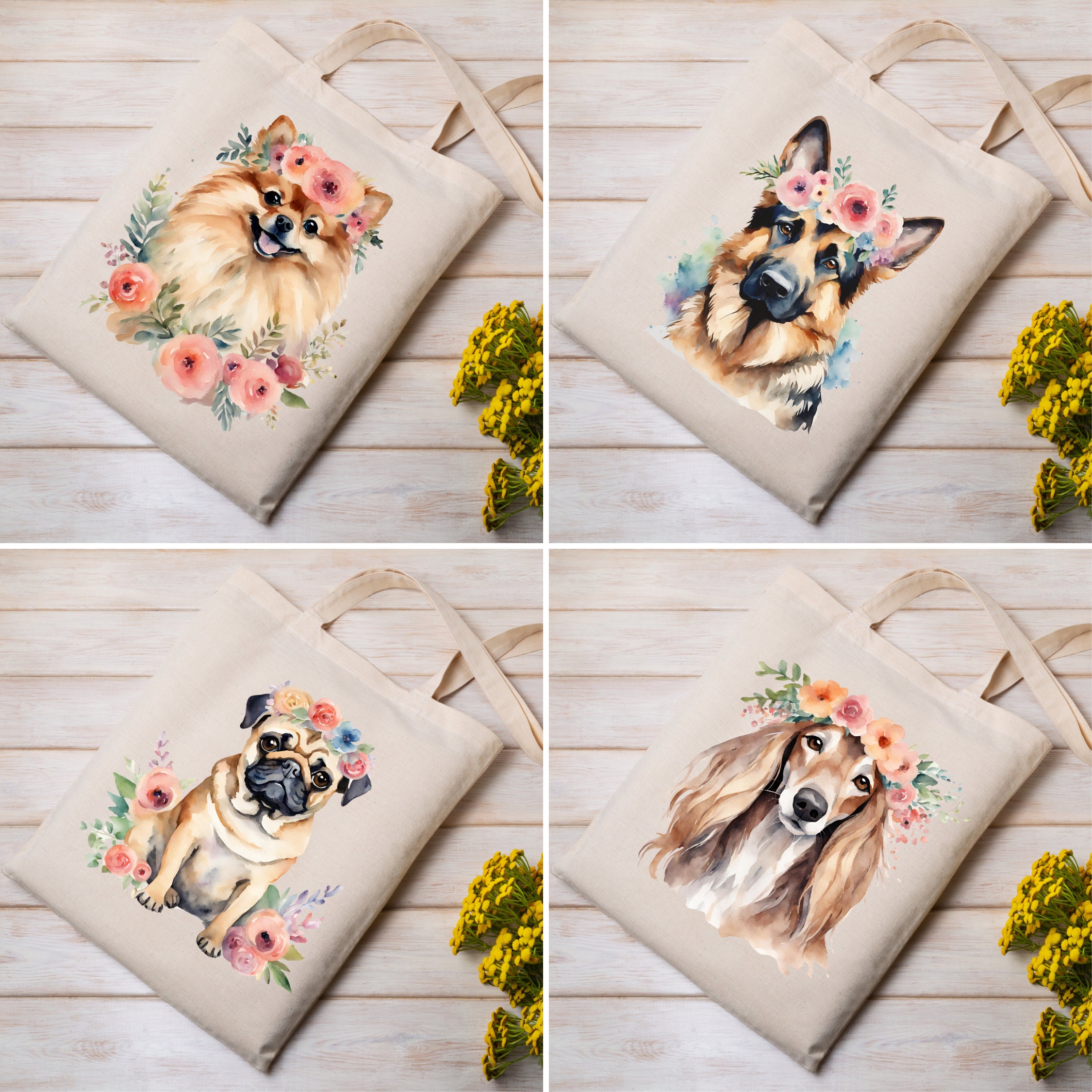 Custom Dog Tote Bag, Personalized Dog Breed Shopping Bag, Custom Dog ...