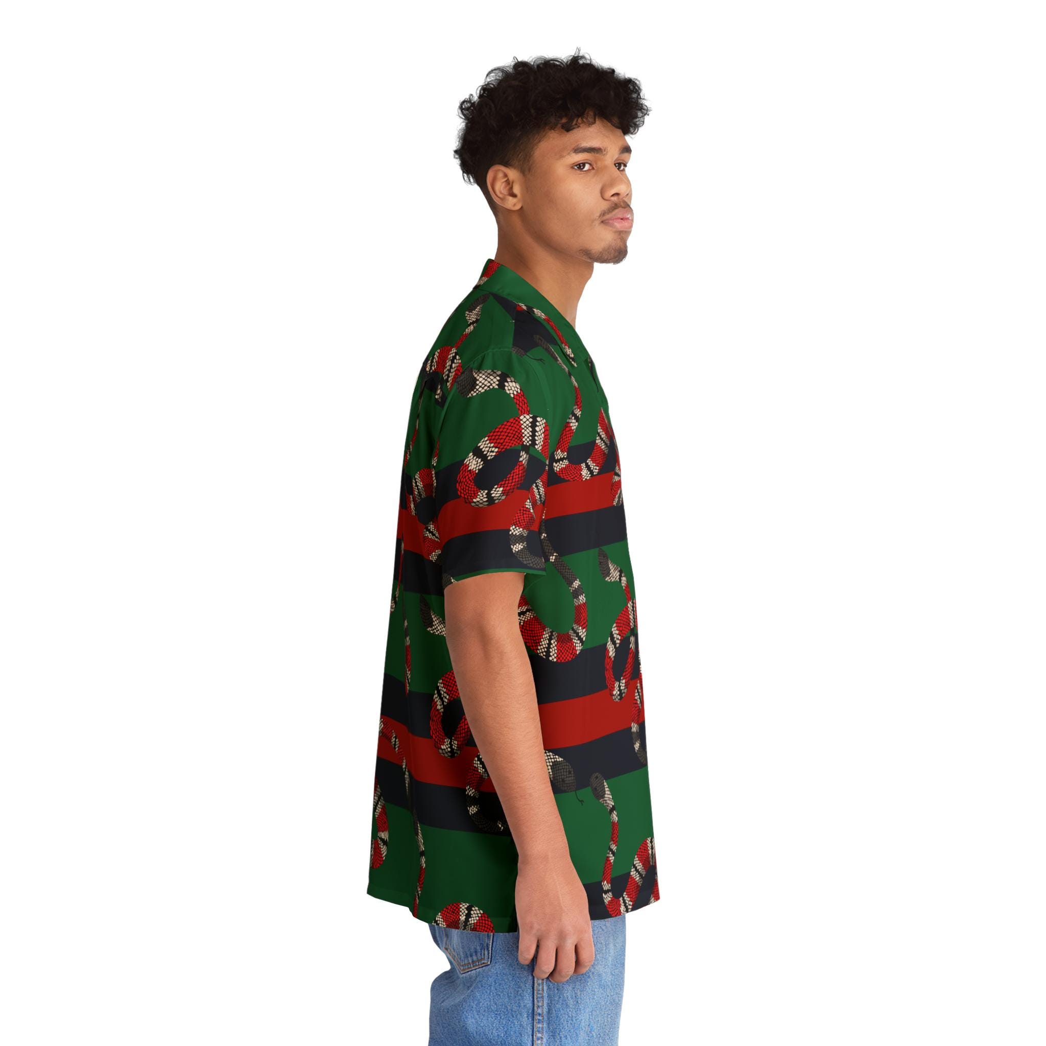 Snake Hawaiian Shirt, Snake Pattern Button-up, Reptile Print Aloha Top ...