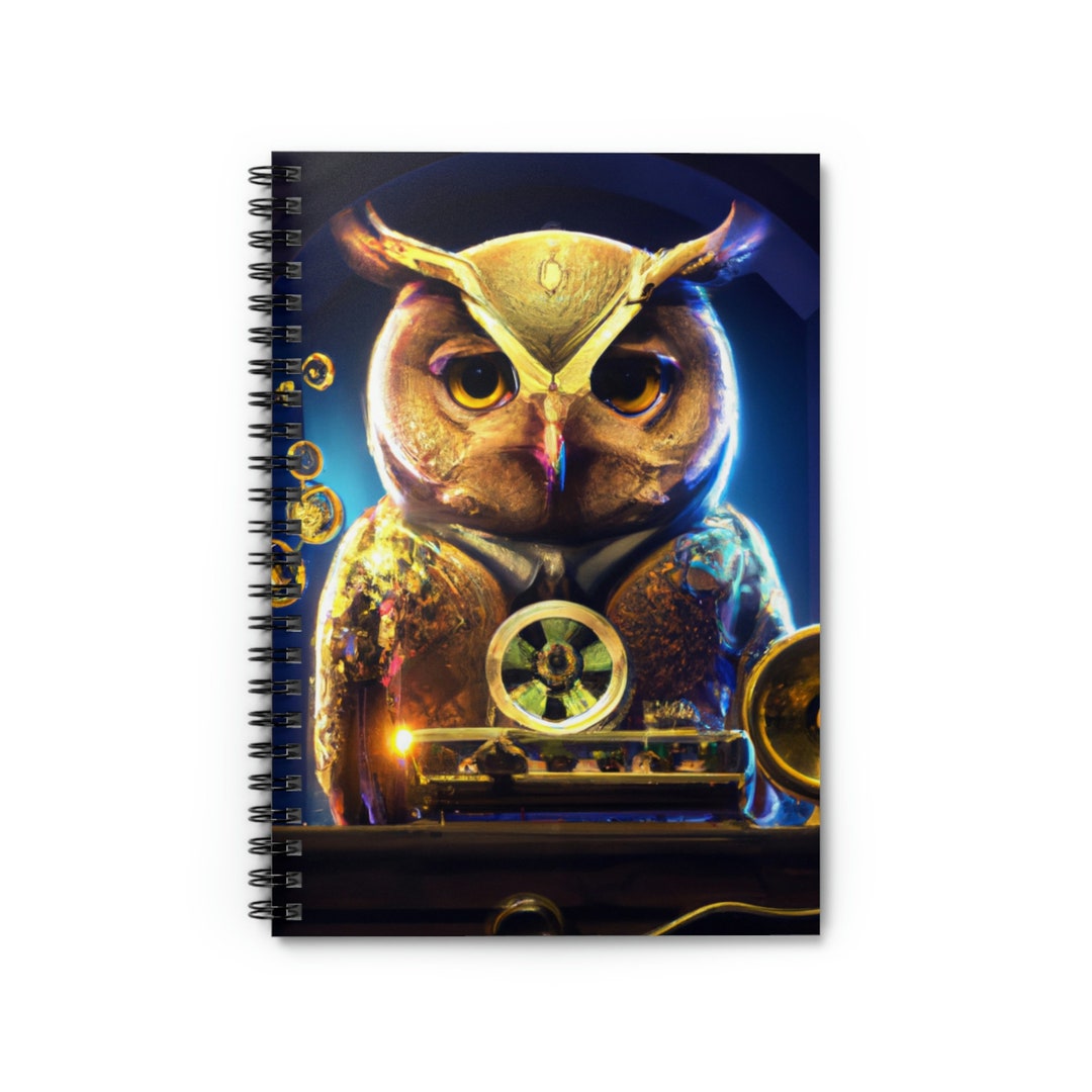 Owl Steampunk Spiral Notebook, Fantasy Notebook, Owl Steampunk Journal ...
