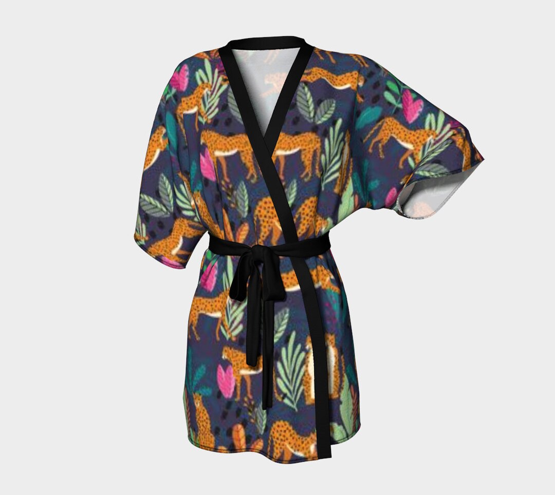 Cheetahs in the Jungle Kimono Robe, Jaguar Tropical Lounge Wear Jungle ...