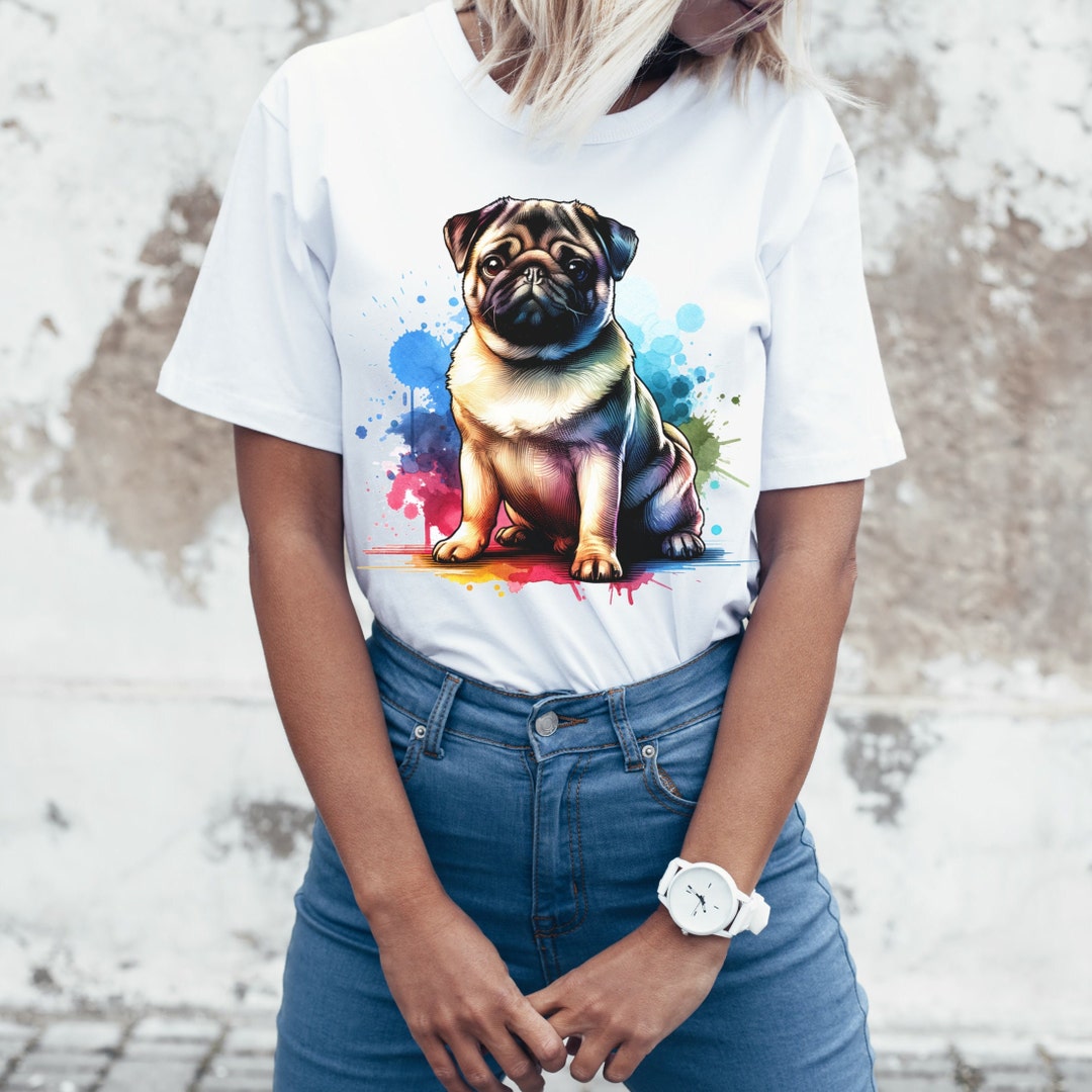 Graffiti Pug Shirt, Graphic Pug Shirt, Airbrush Pug Shirt, Colorful ...